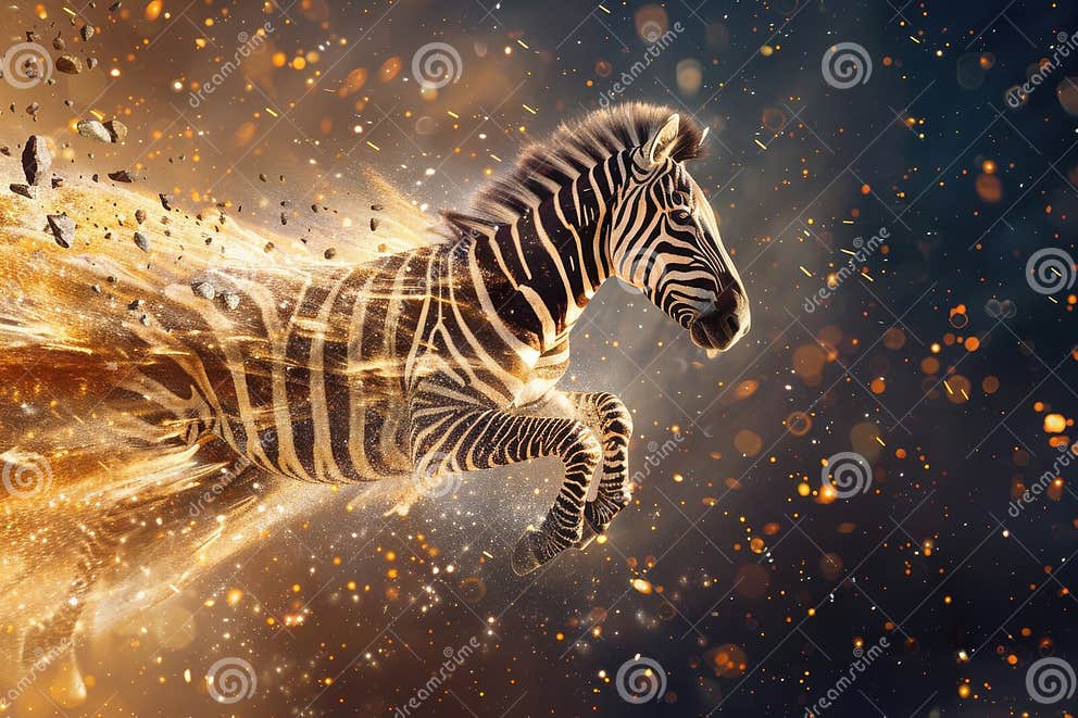 Dynamic Zebra in Superhero Pose in Space Environment Stock Illustration ...