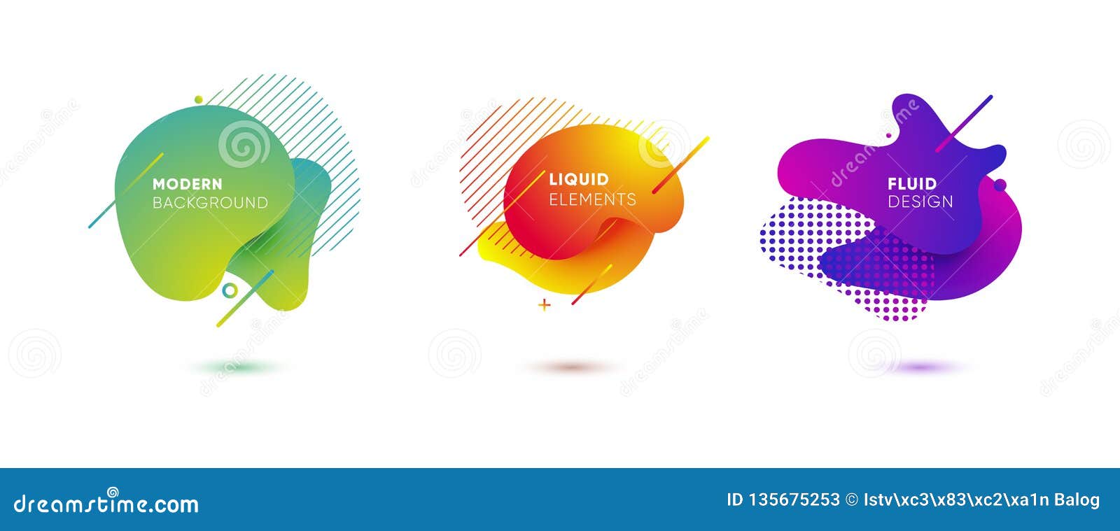 Dynamical Colored Graphic Elements. Flowing Liquid Shapes. Stock Vector ...