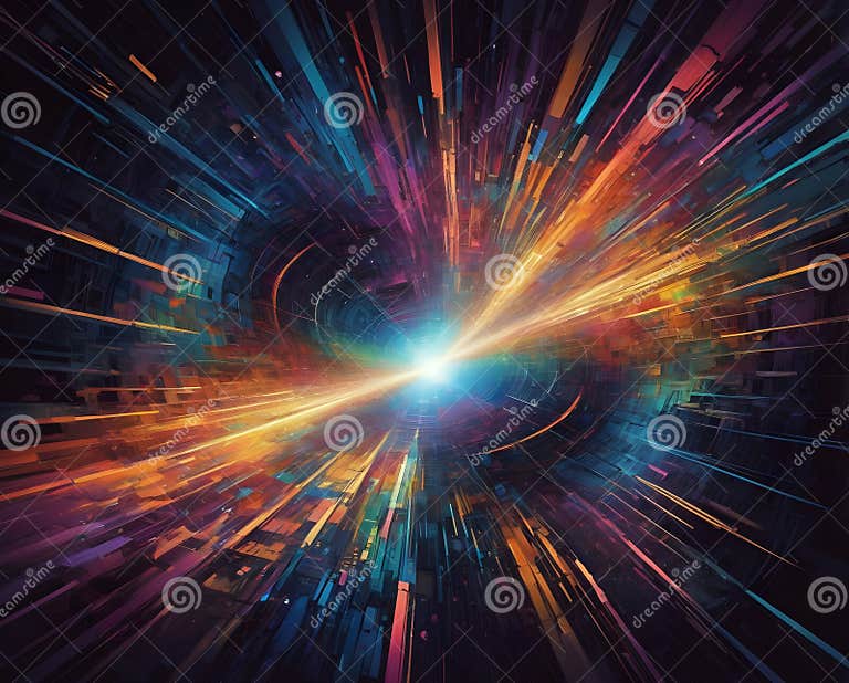 Mesmerizing Symphony of Light and Shadow in Digital Color Matrix Stock ...