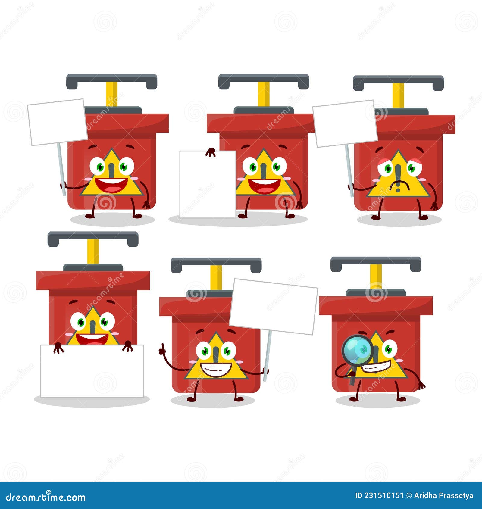 Dynamite Blasting Machine Cartoon Character Bring Information Board ...