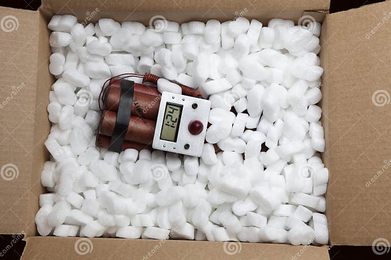 Dynamite Bomb in a Cardboard Shipping Box Stock Photo - Image of sticks ...