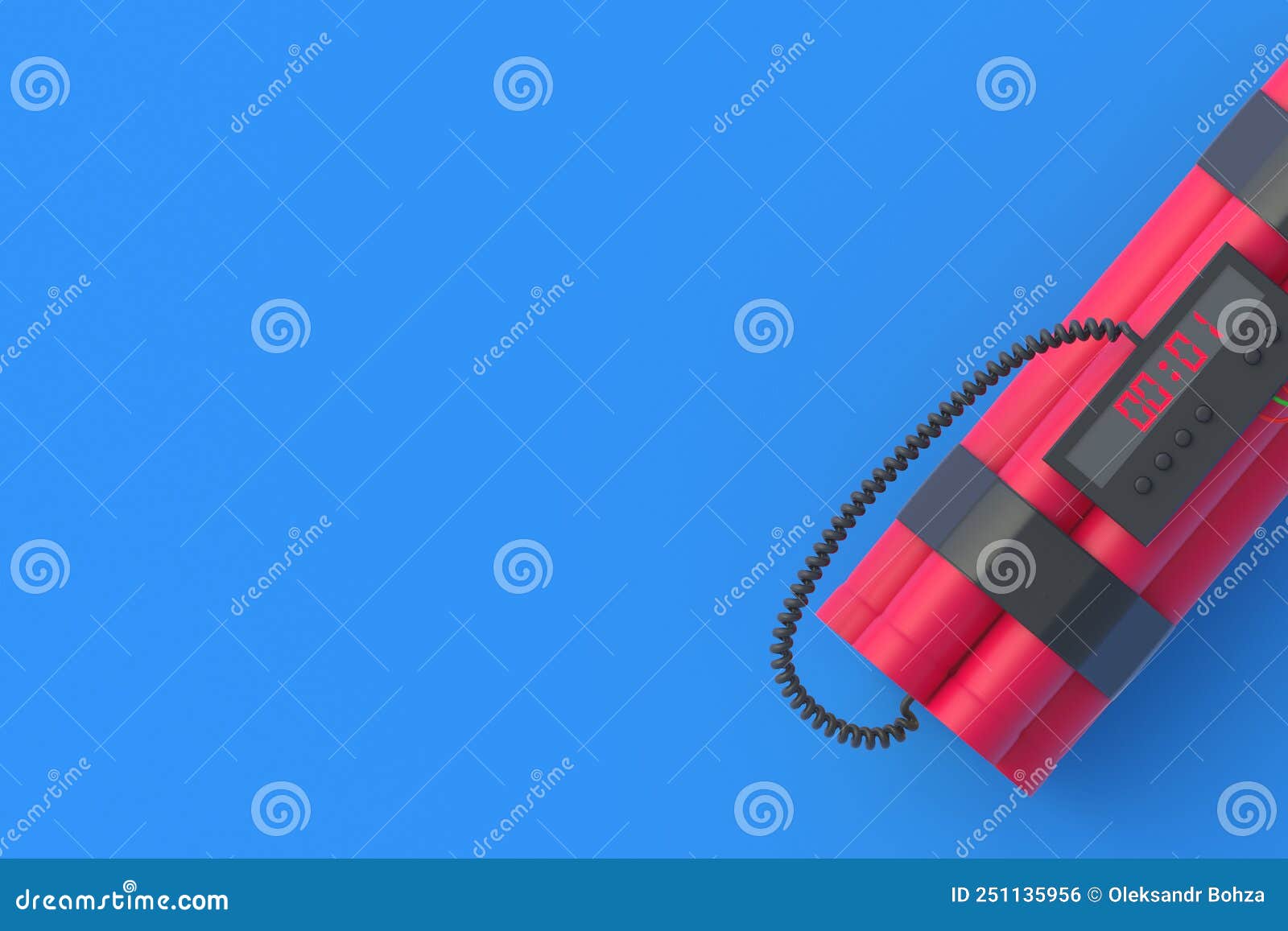 Dynamite Bomb with Digital Timer. Countdown and Deadline. Copy Space ...