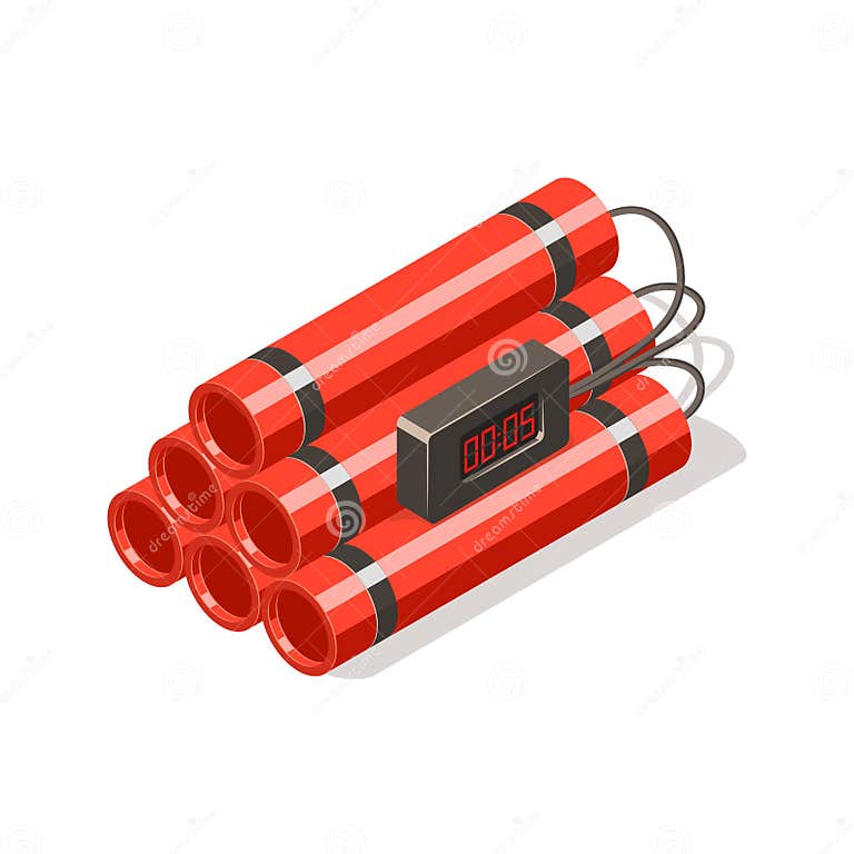 Dynamite Bomb with Digital Timer. Stock Vector - Illustration of device ...