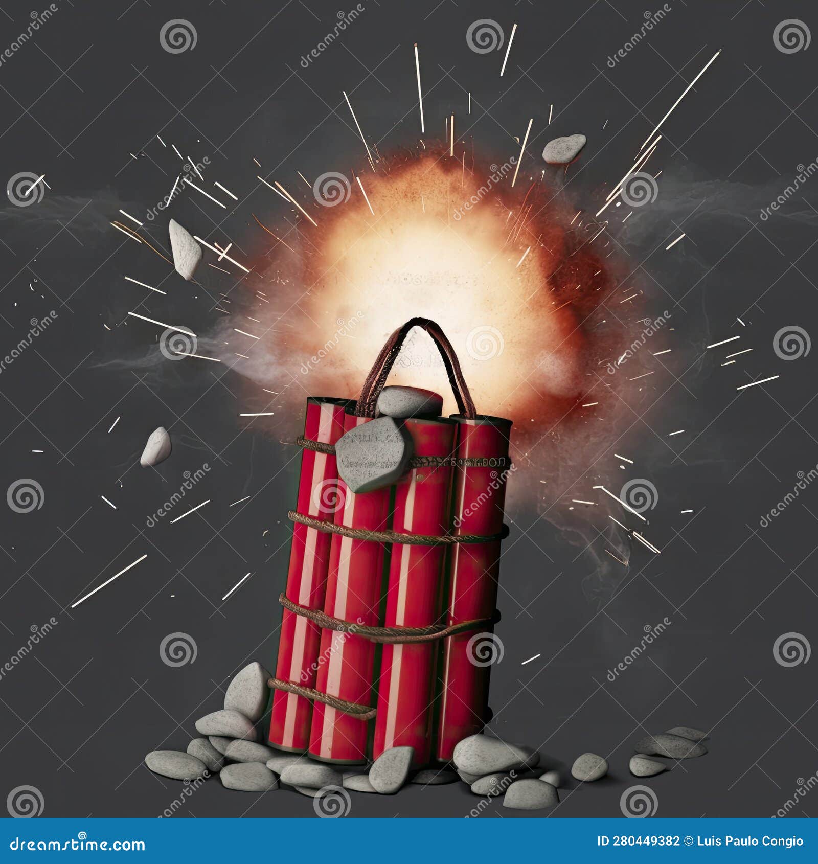 A dynamite bomb exploding stock photo. Illustration of vector - 280449382
