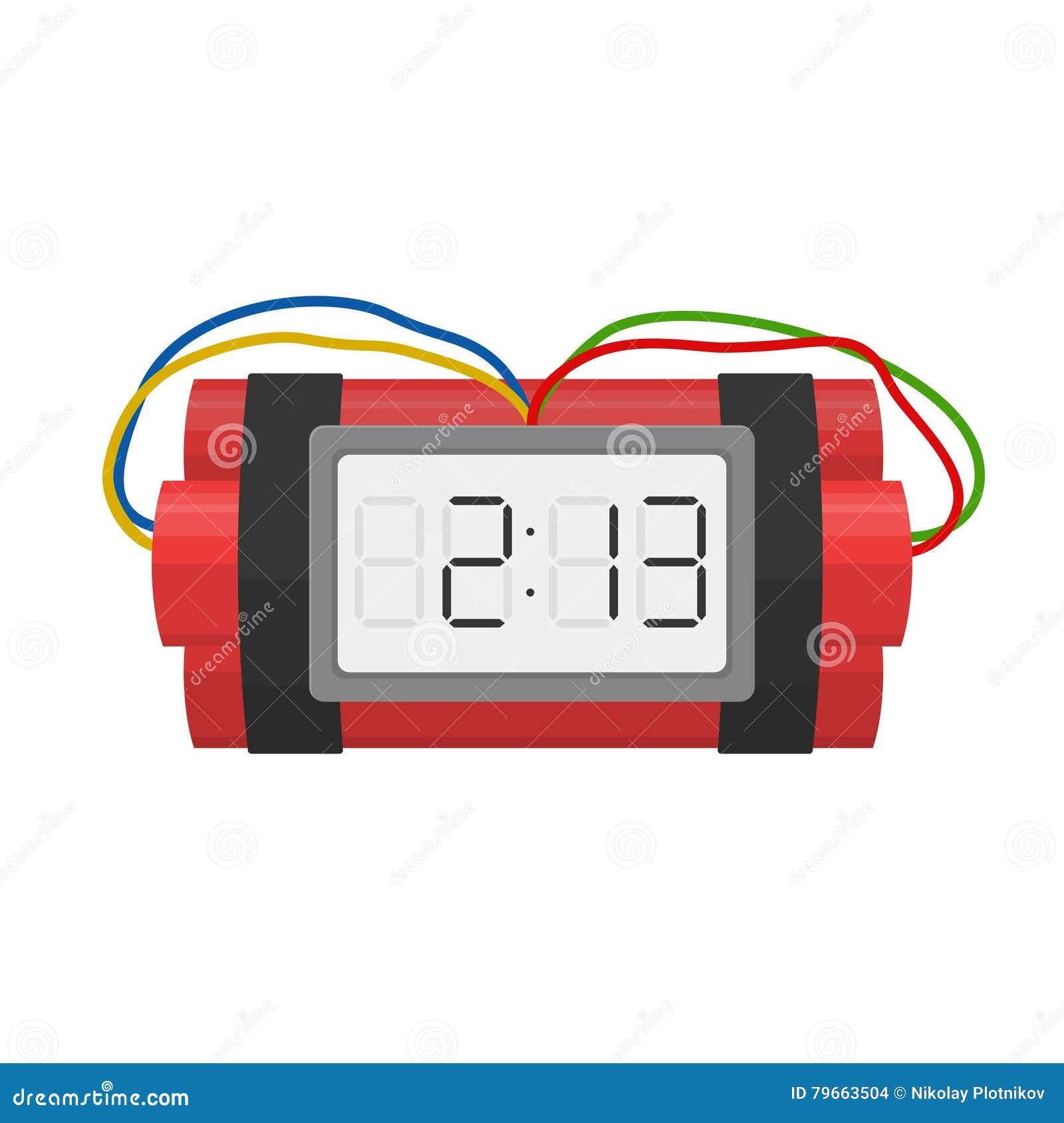 Dynamite Bomb Explosion with Timer Detonate and Wire. Stock Vector ...