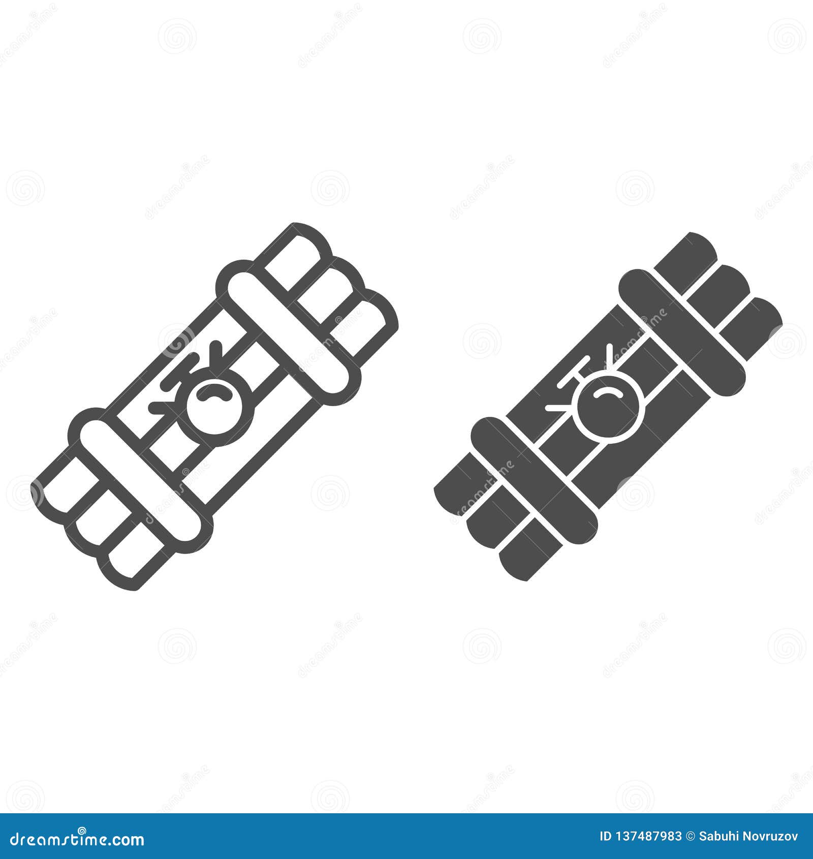 Dynamite Bomb Line And Glyph Icon. Countdown Bomb Vector Illustration ...