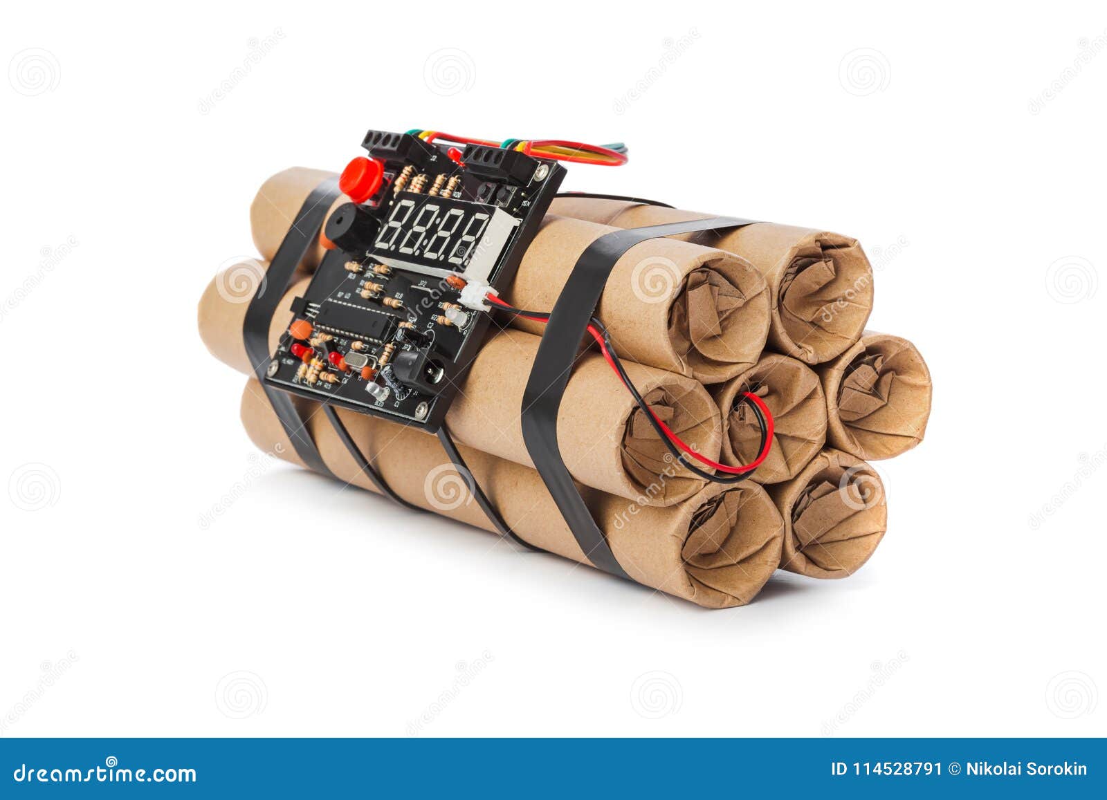 Dynamite bomb with timer stock image. Image of murder - 114528791