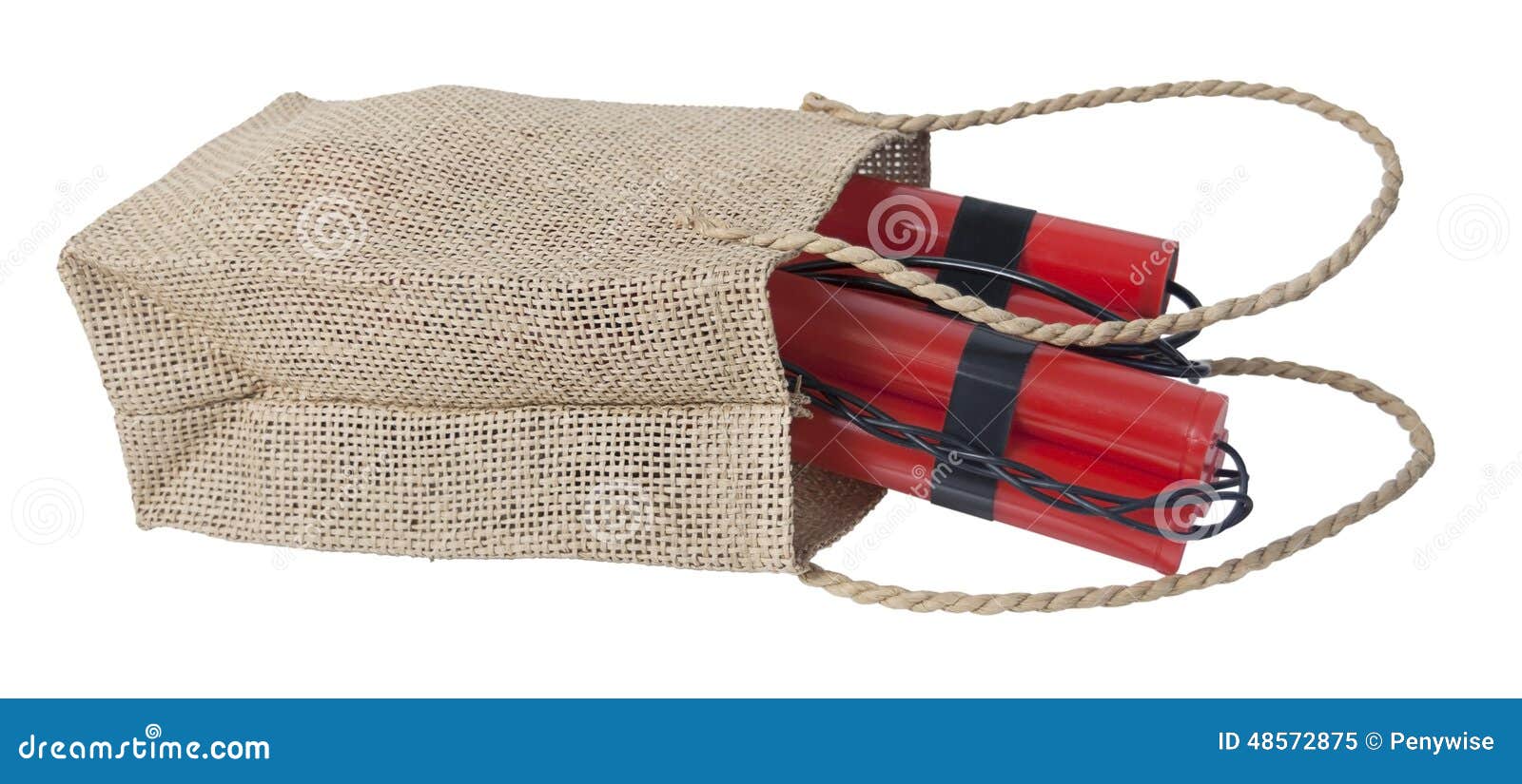 Dynamite in a Burlap Bag stock image. Image of rough - 48572875