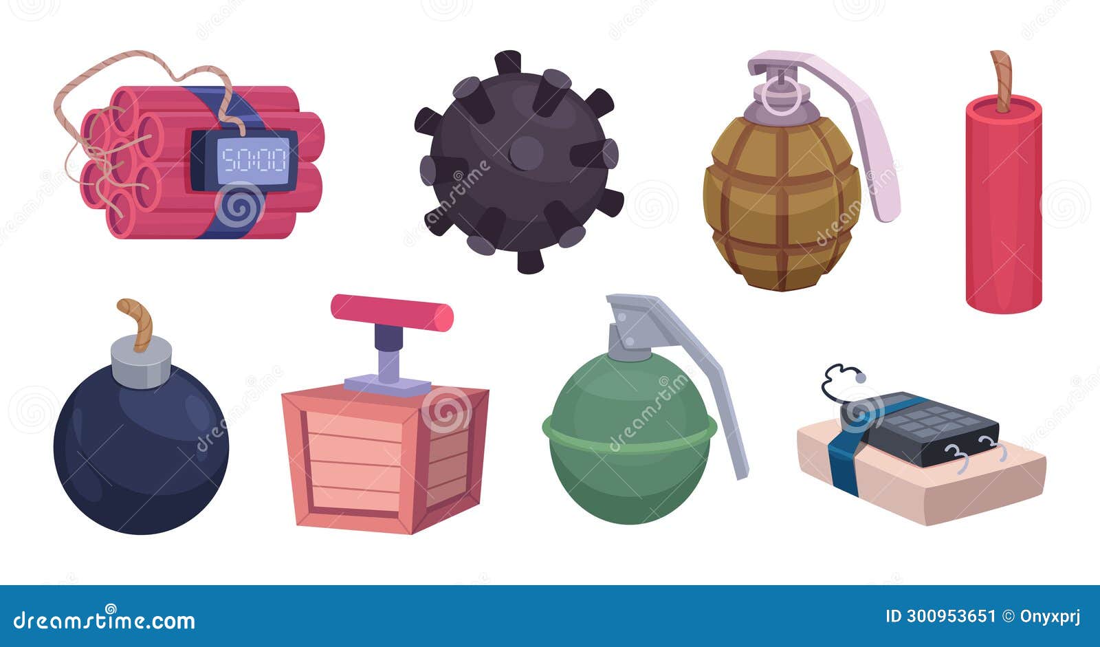 Dynamite. Cartoon Bomb and Military Tools Wartime Explosive Ammunition ...