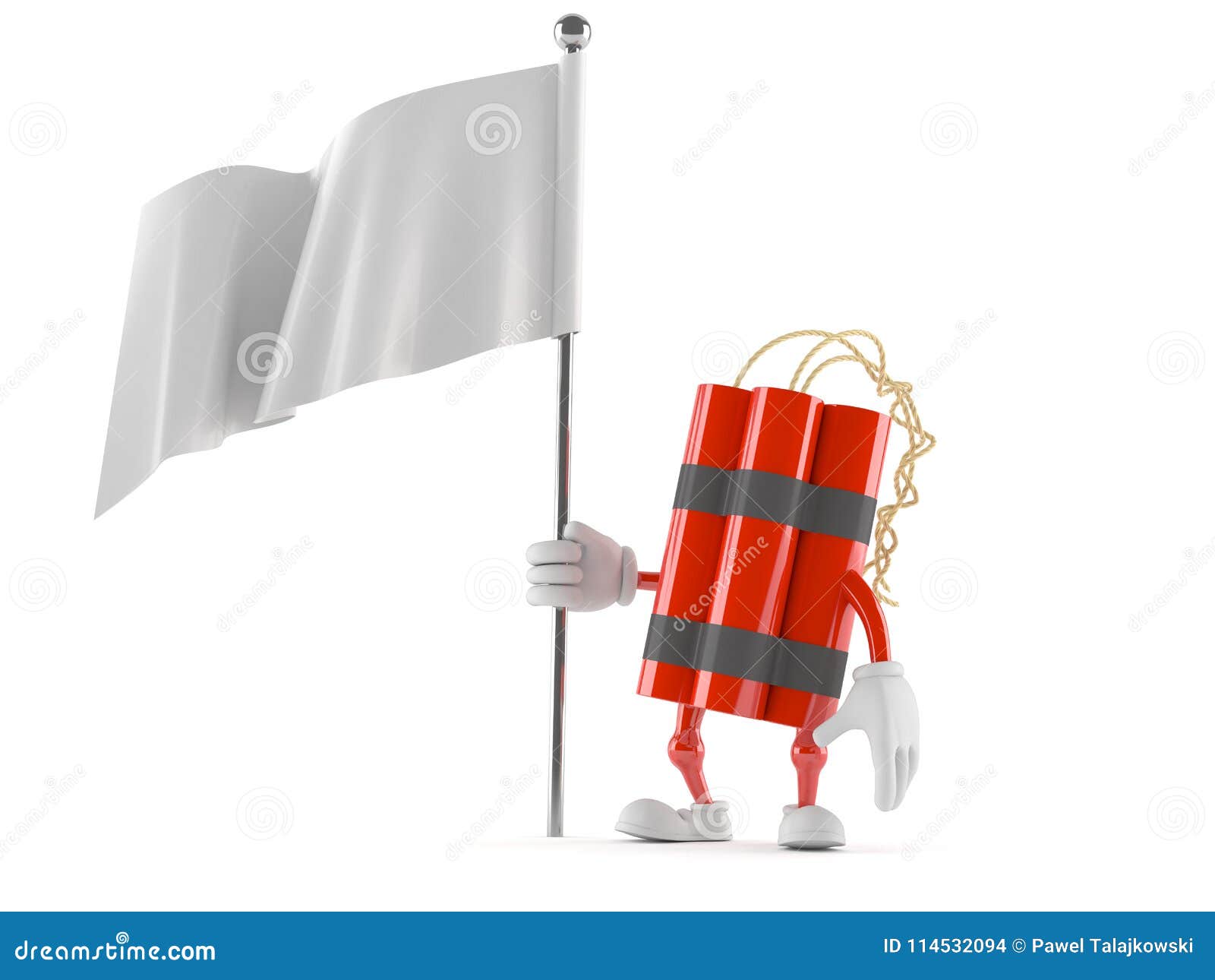 Dynamite Character with Blank Flag Stock Illustration - Illustration of ...