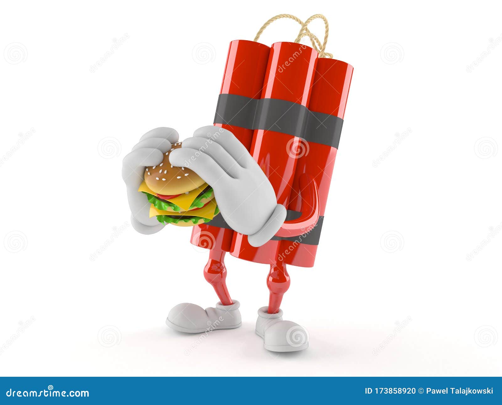 Dynamite Character Eating Hamburger Stock Illustration - Illustration ...