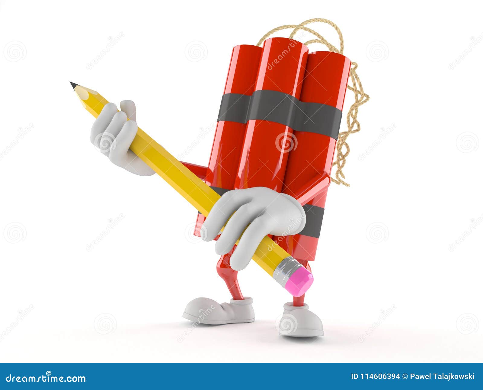 Dynamite Character Holding Pencil Stock Illustration - Illustration of ...