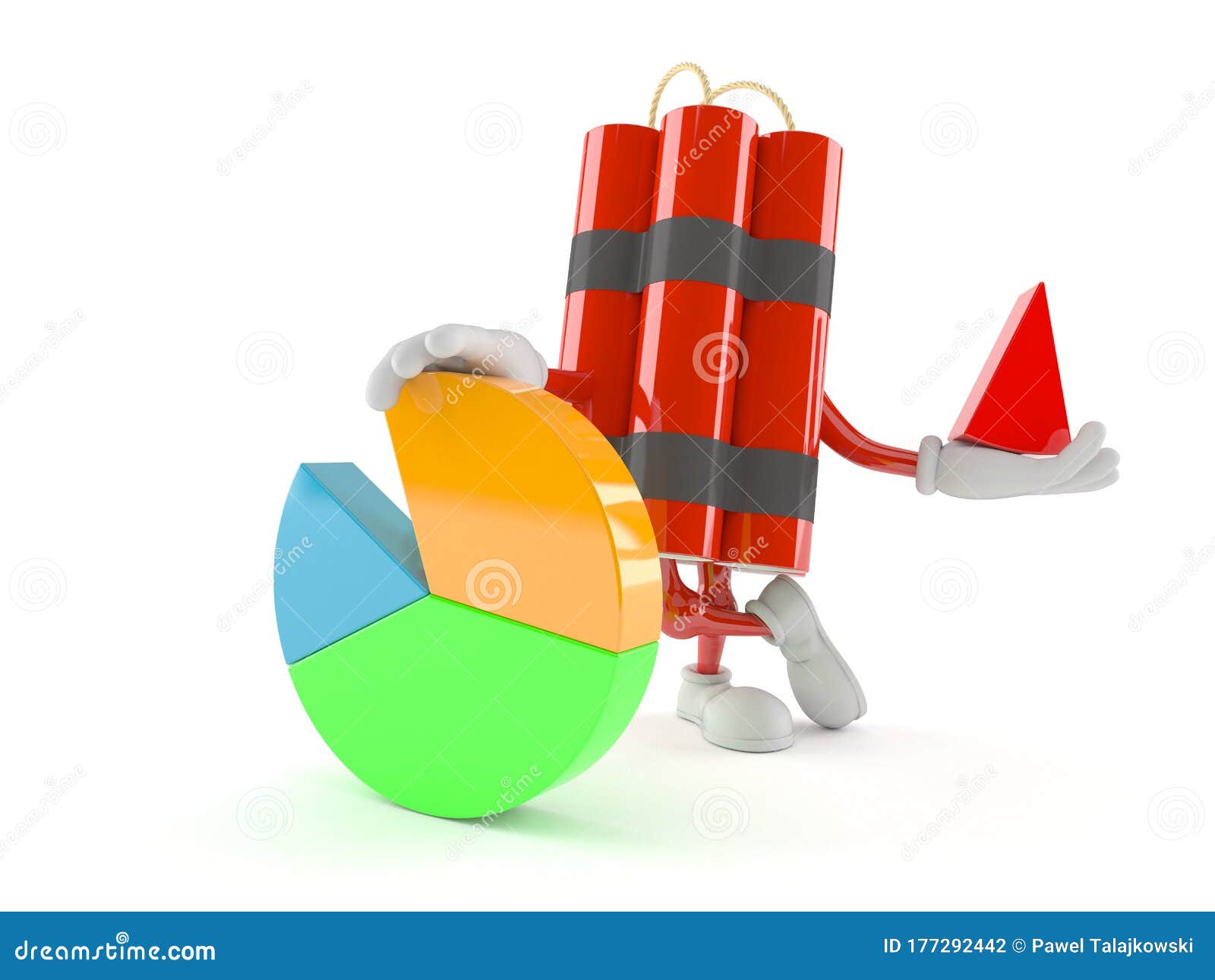 Dynamite Character with Pie Chart Stock Illustration - Illustration of ...