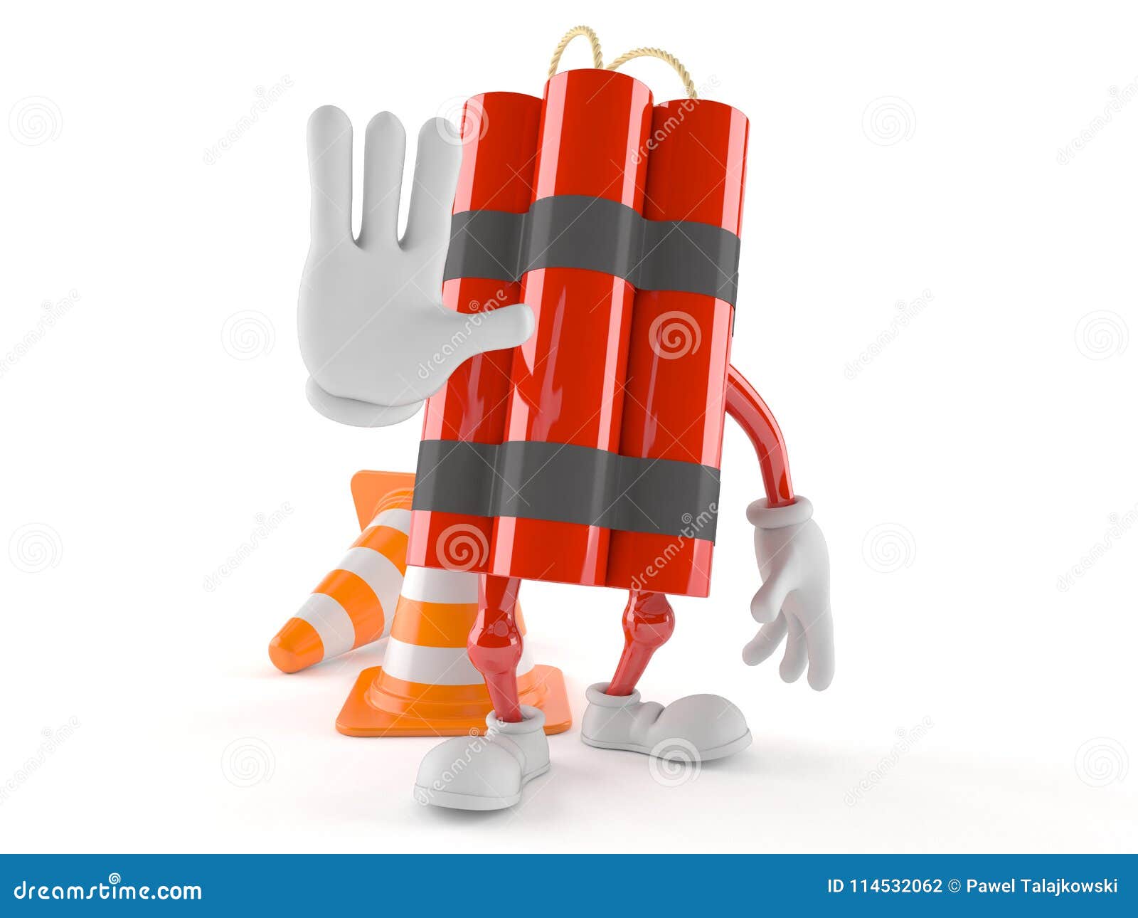 Dynamite Character with Traffic Cone Stock Illustration - Illustration ...