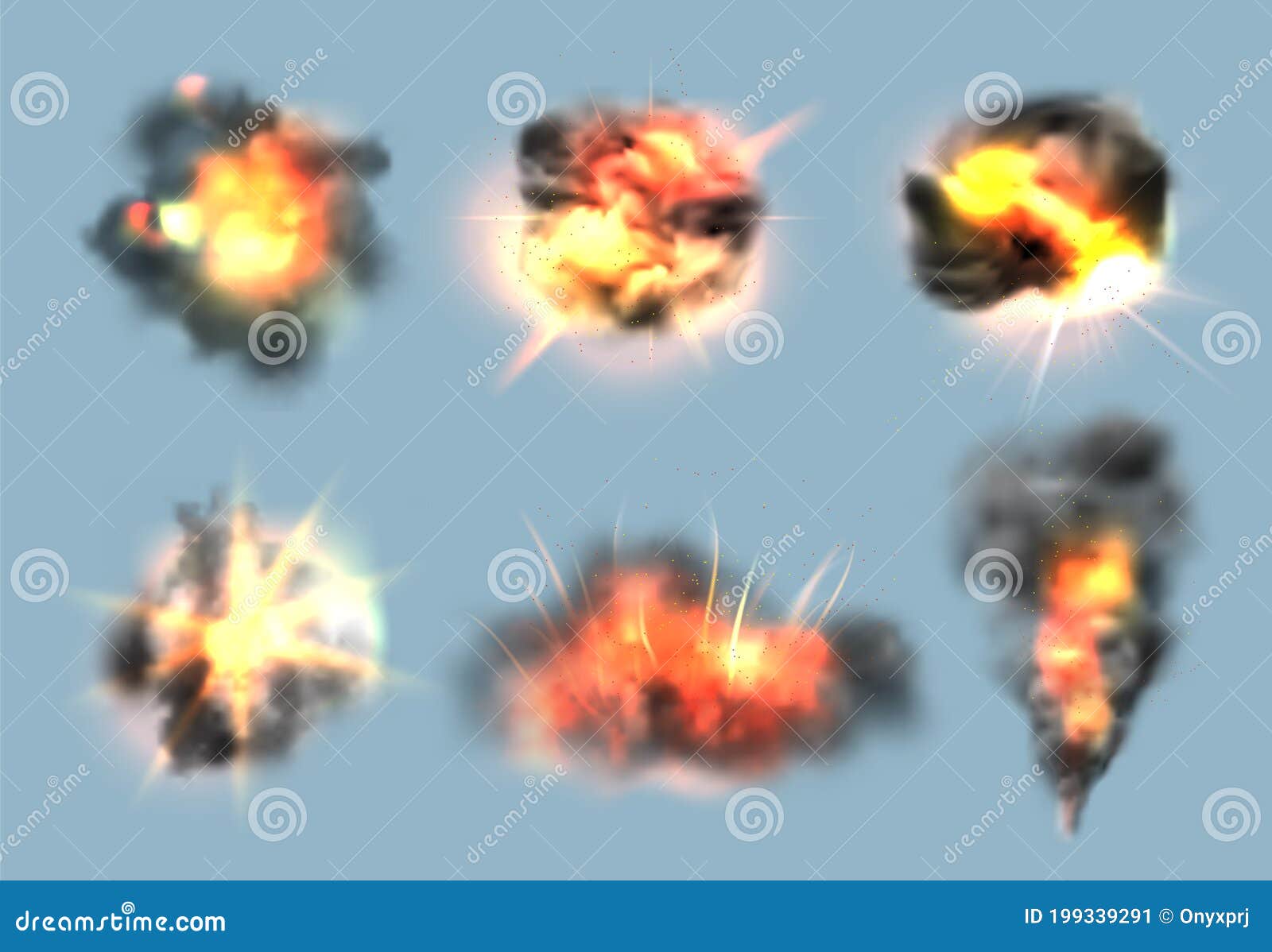 Dynamite Exploded Effects. Realistic Bomb Explosion With Fire And Smoke ...