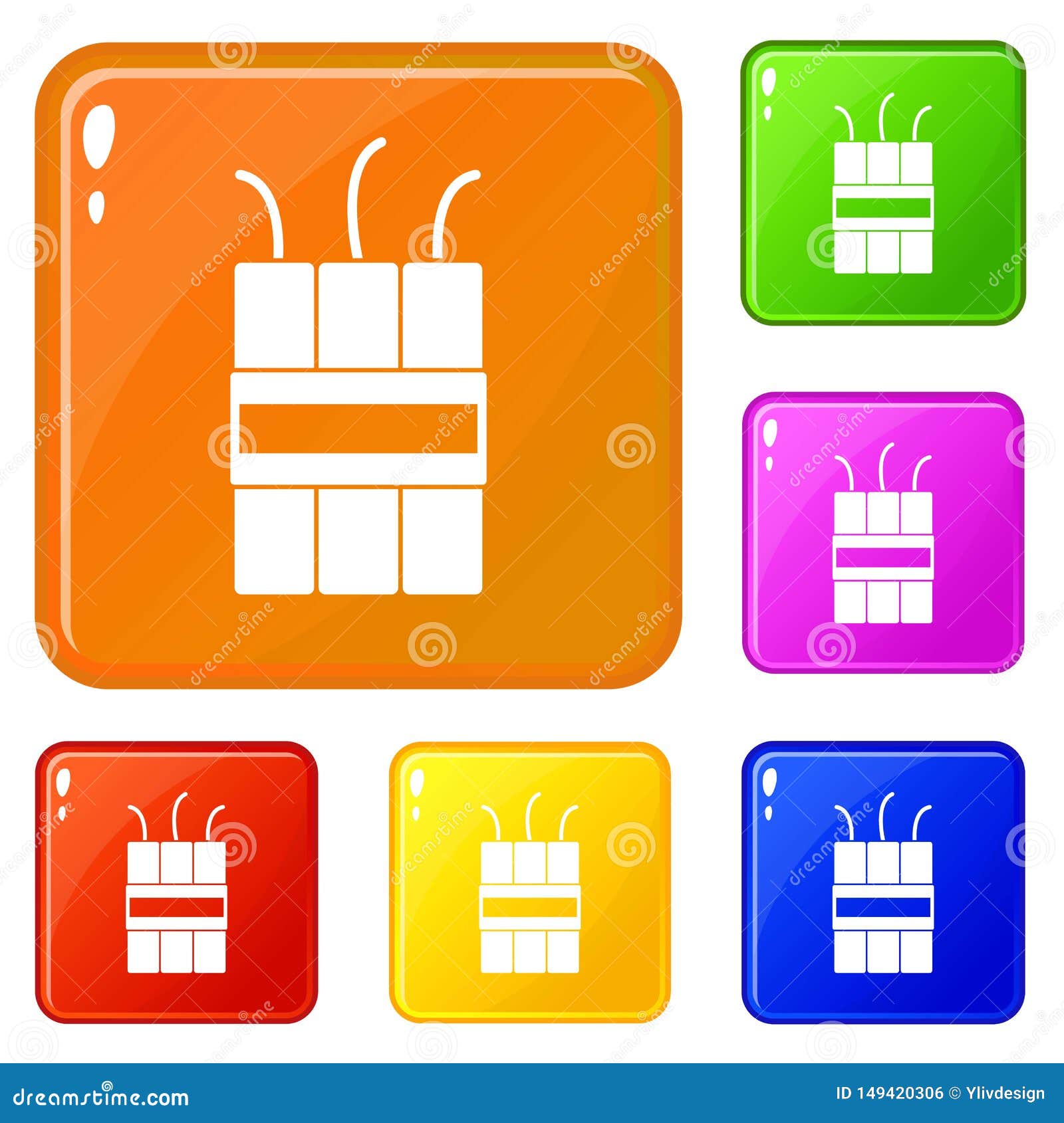 Dynamite Explosives Icons Set Vector Color Stock Vector - Illustration ...