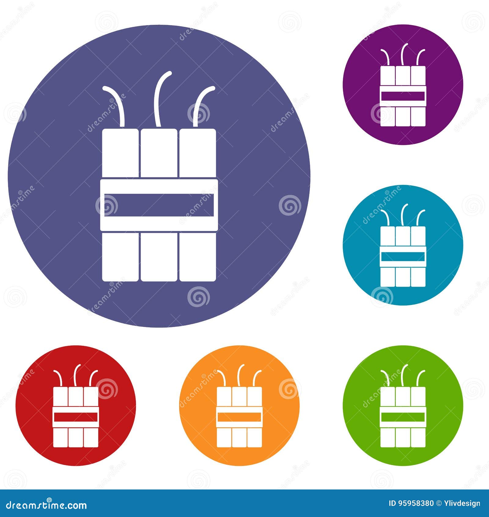 Dynamite Explosives Icons Set Stock Vector - Illustration of collection ...