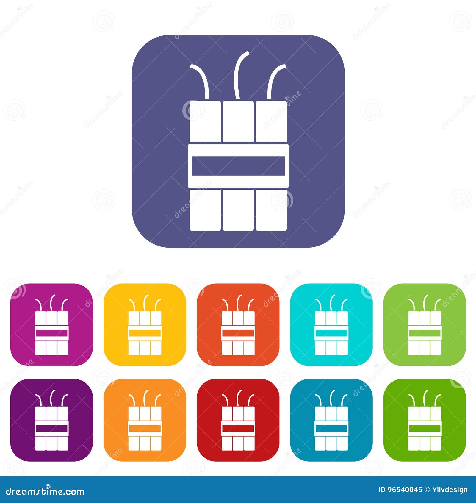 Dynamite Explosives Icons Set Stock Vector - Illustration of energy ...
