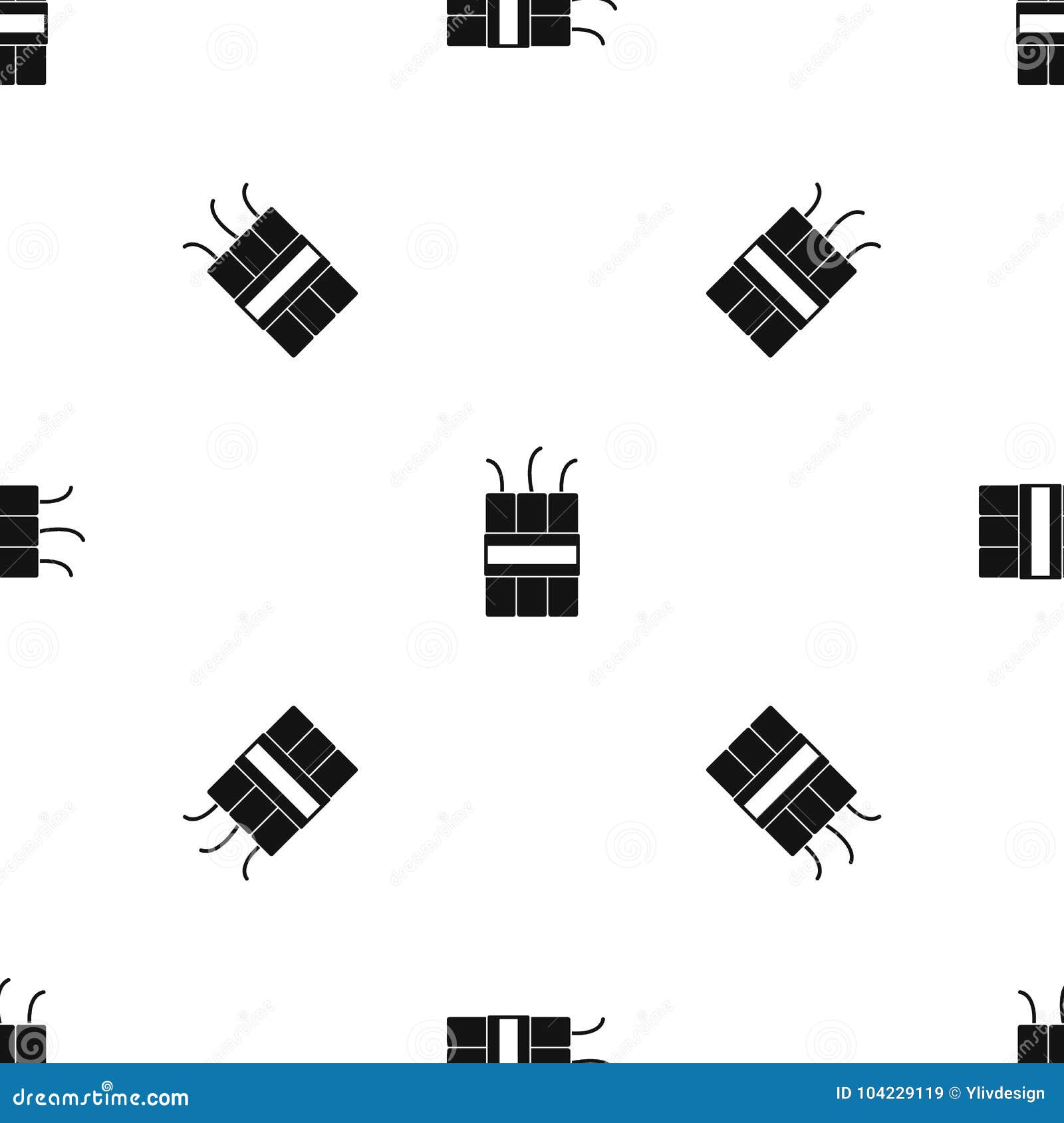 Dynamite Explosives Pattern Seamless Black Stock Vector - Illustration ...