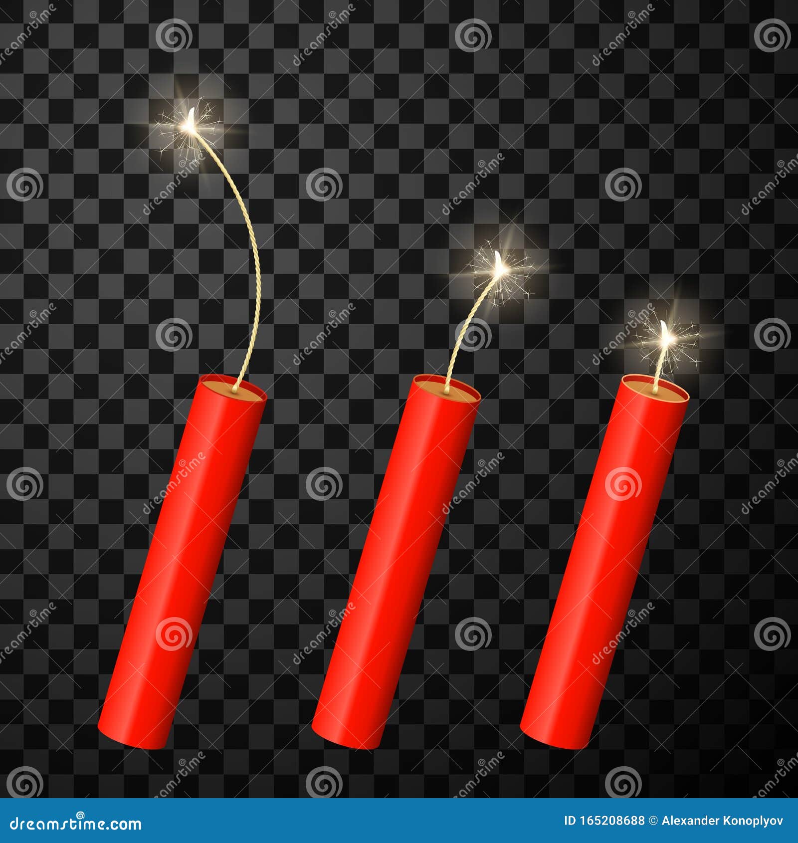 Dynamite Firecrackers Realistic Isolated Vector Illustrations Set Stock ...