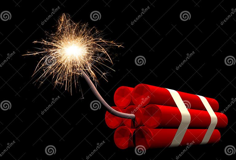 Dynamite fuse burning stock illustration. Illustration of dangerous ...