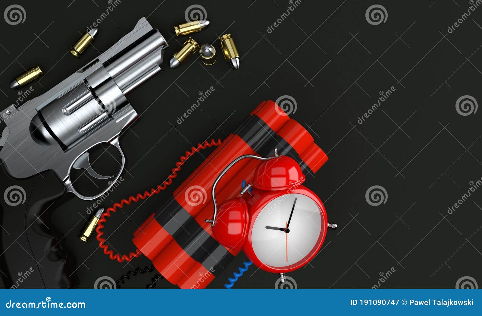 Dynamite with Gun and Ammunition Stock Illustration - Illustration of ...