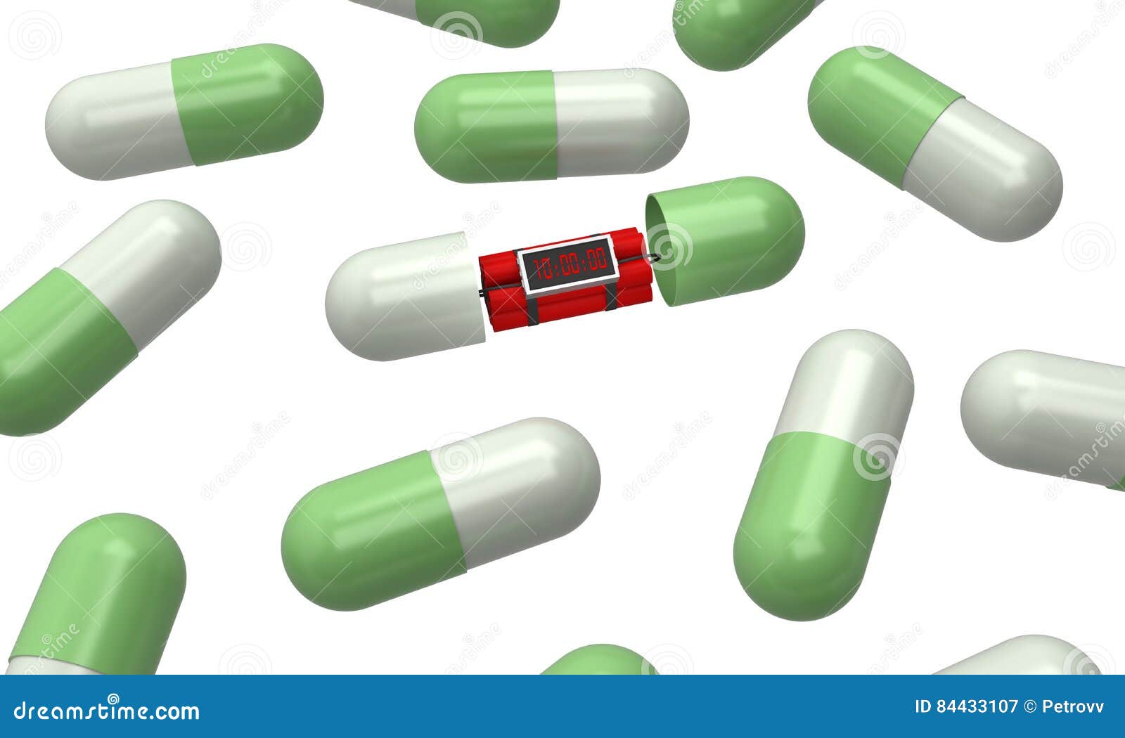 Dynamite Inside the Capsule Pills 3d Rendering Stock Illustration ...