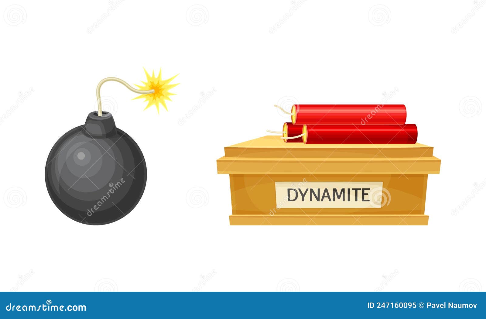 Dynamite Red Stick and Box As Explosive Material with Blasting Cap and ...