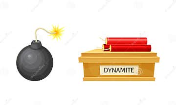 Dynamite Red Stick and Box As Explosive Material with Blasting Cap and ...
