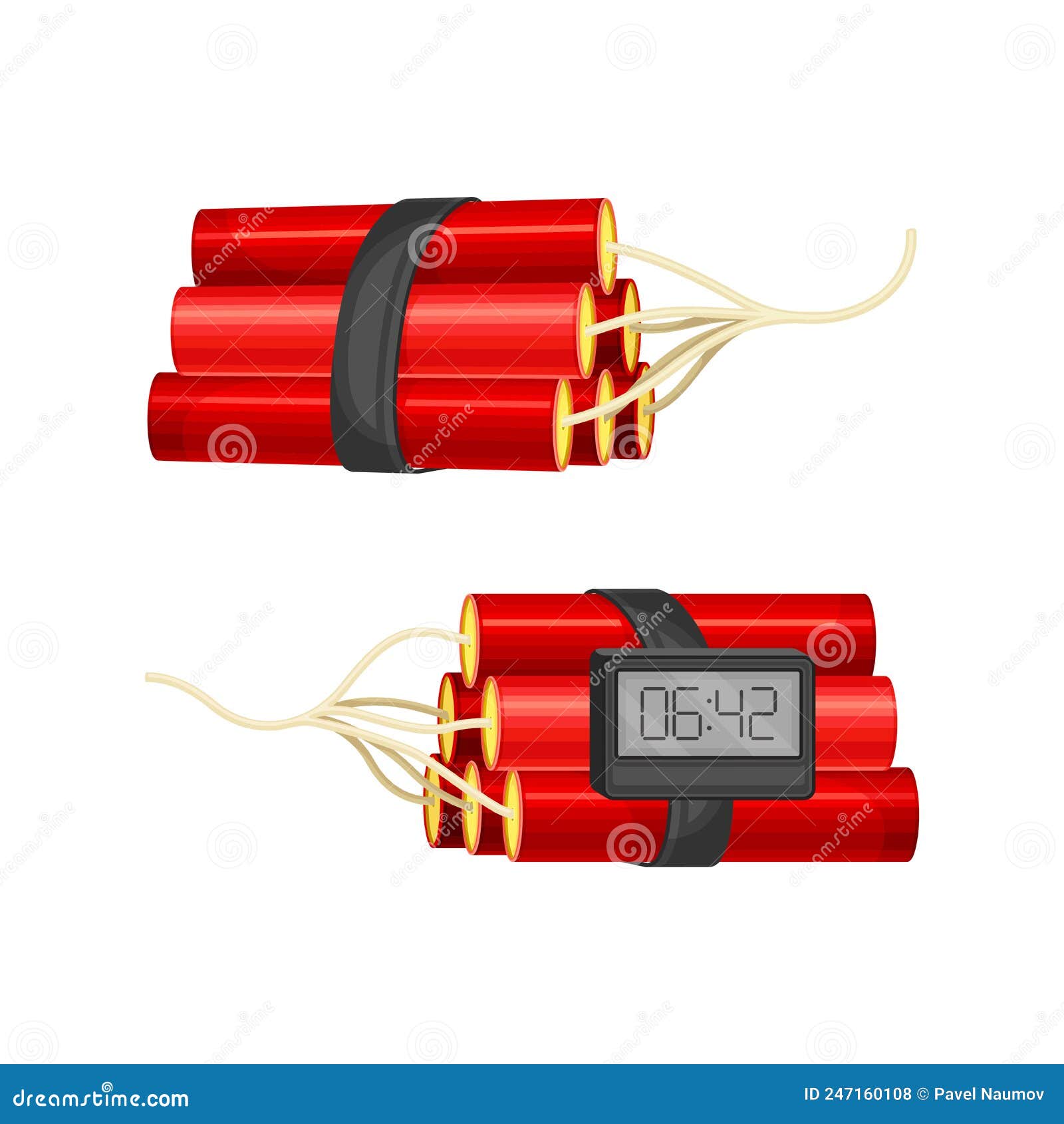 Dynamite Red Stick and Timer As Explosive Material with Blasting Cap ...