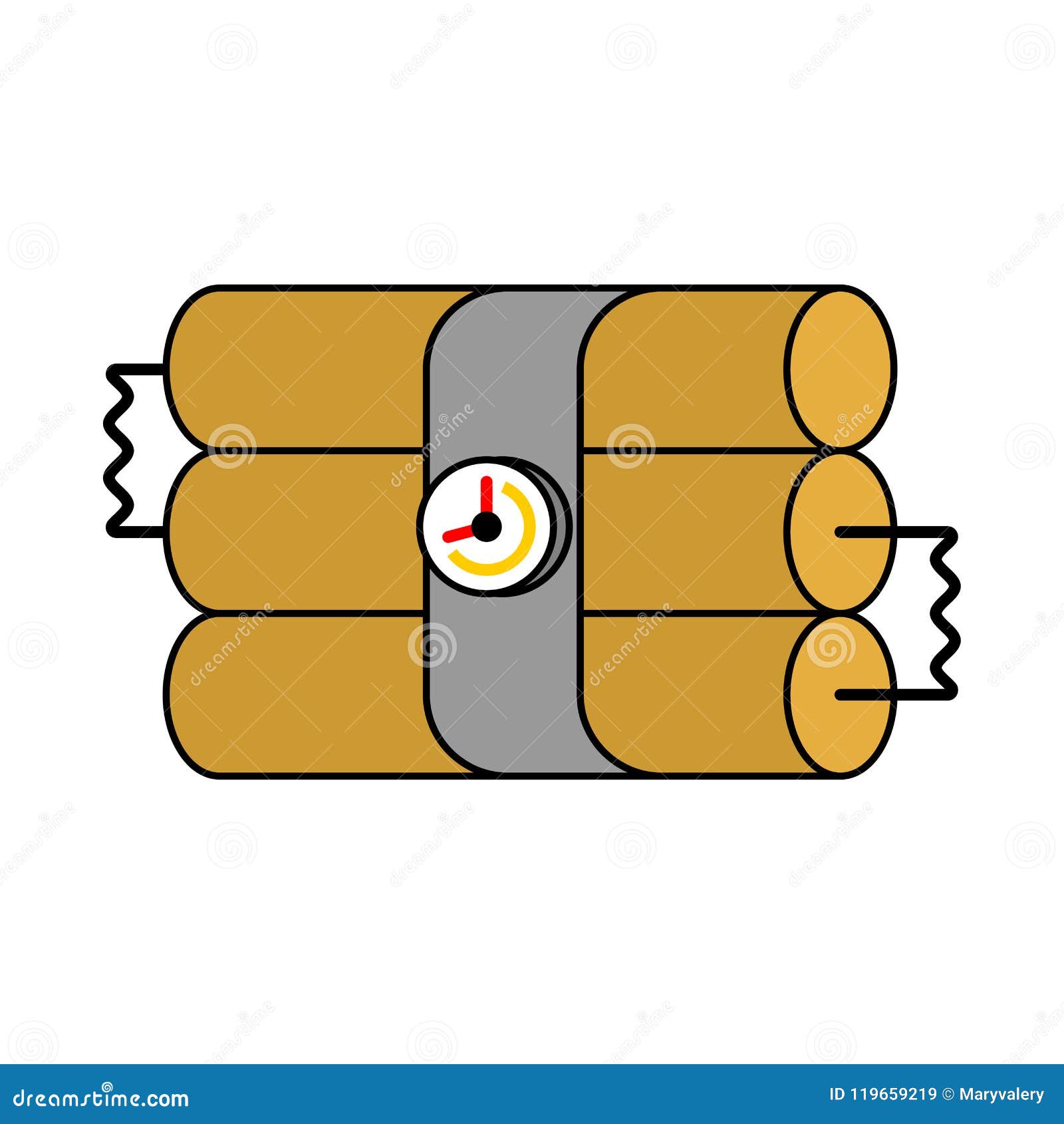 Dynamite Sticks And Clock. TNT Explosives. Bomb Vector Illustration ...