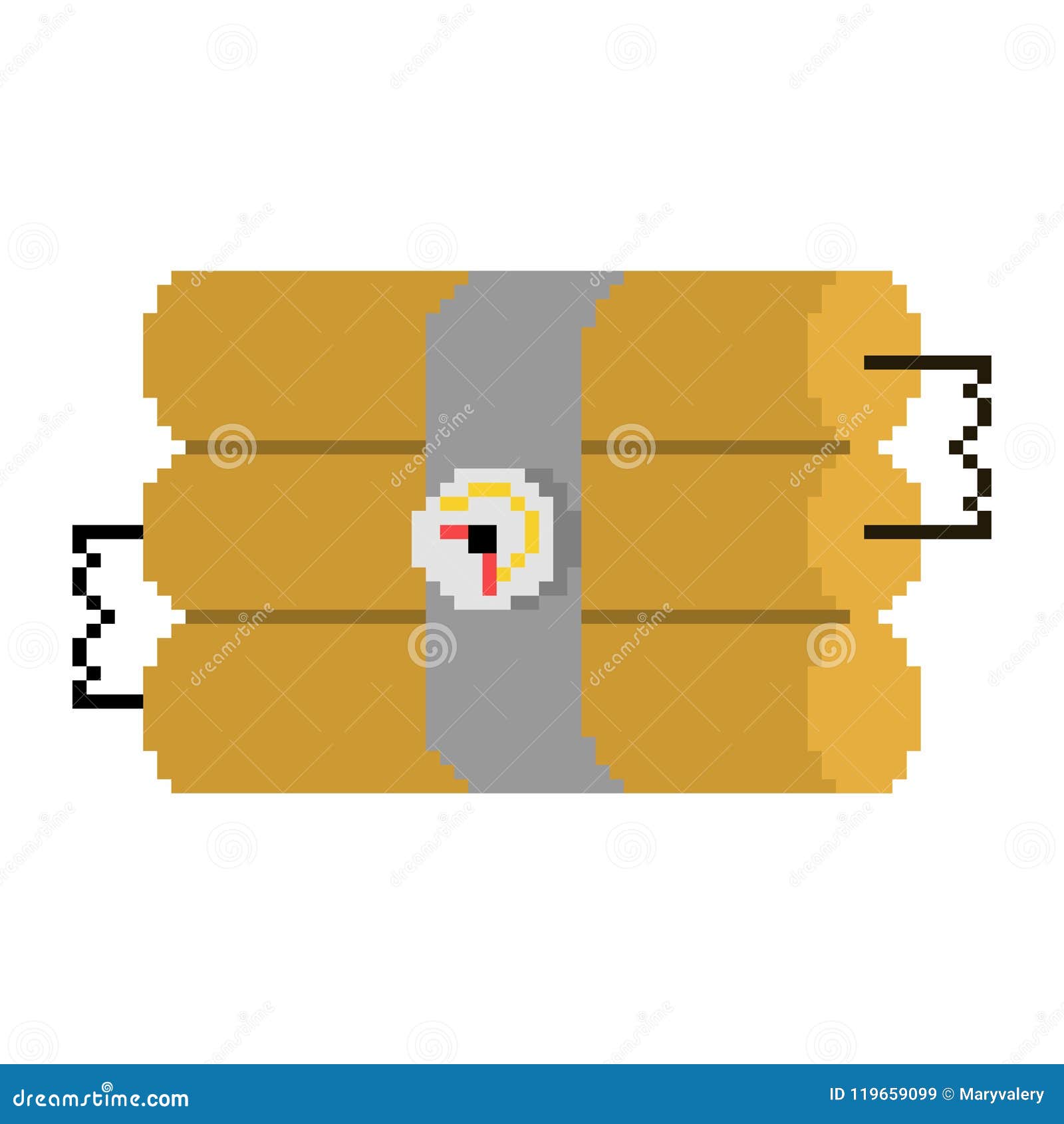 Dynamite Sticks Pixel Art and Clock. TNT Explosives 8 Bit Stock Vector ...