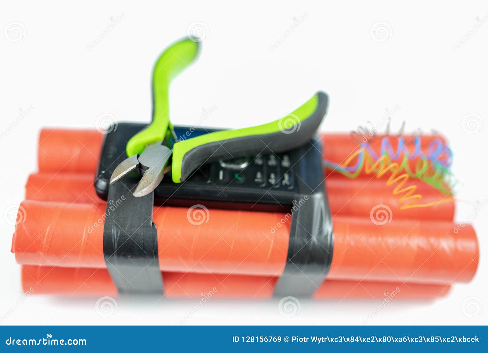 Dynamite Sticks with Time Igniter. Explosive Material with Ignition ...