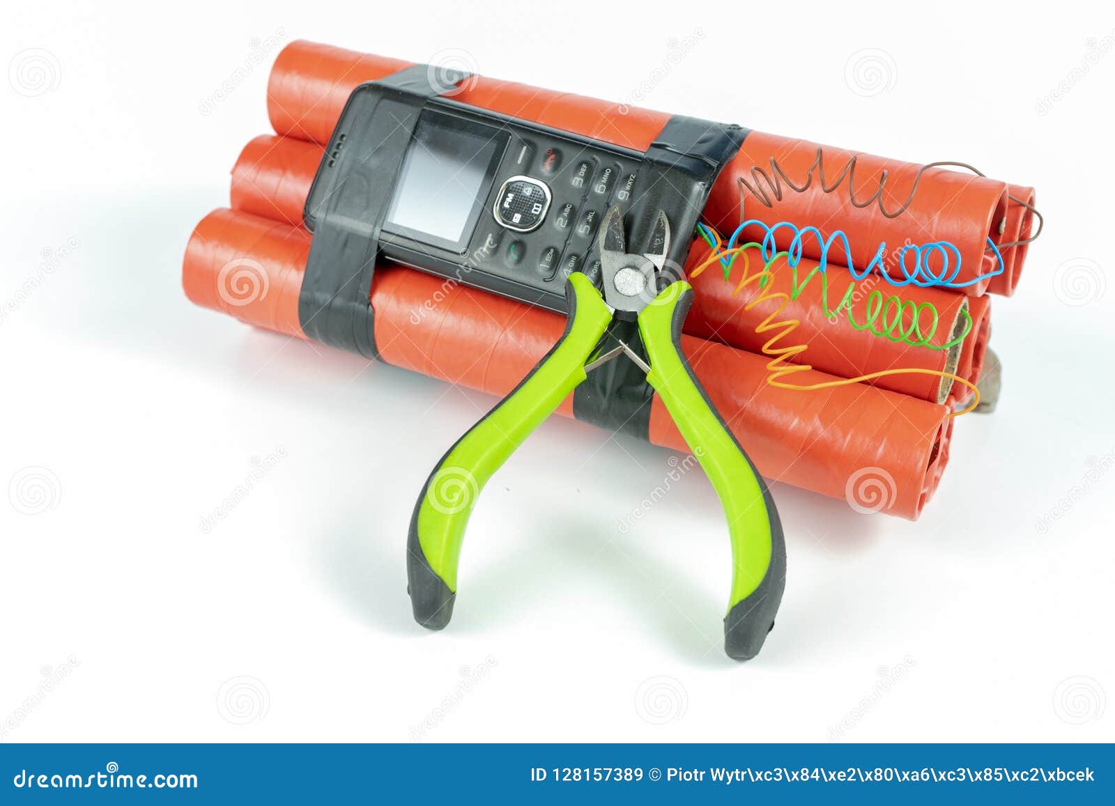 Dynamite Sticks with Time Igniter. Explosive Material with Ignition ...