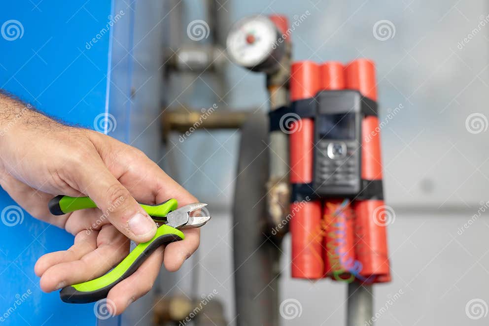 Dynamite Sticks with Time Igniter. Explosive Material with Ignition ...