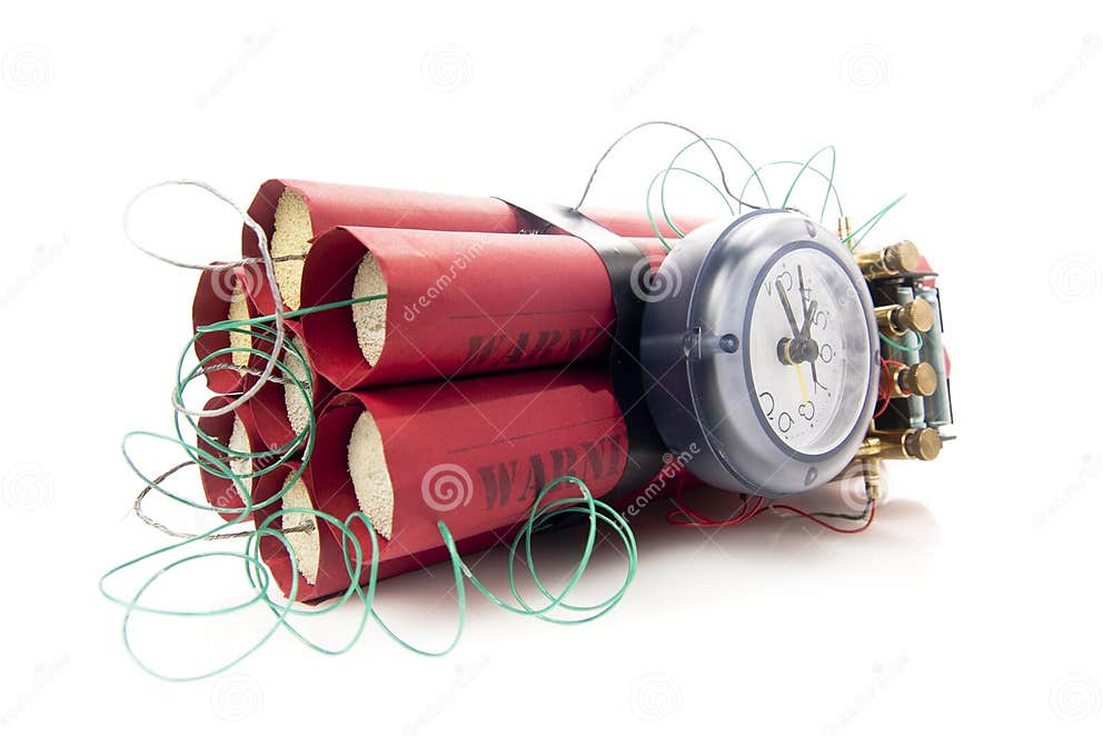 Dynamite Time Bomb on a White Background Stock Image - Image of weapon ...