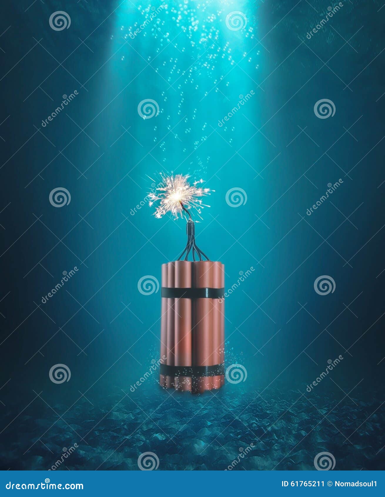 Dynamite under the water stock image. Image of attack - 61765211