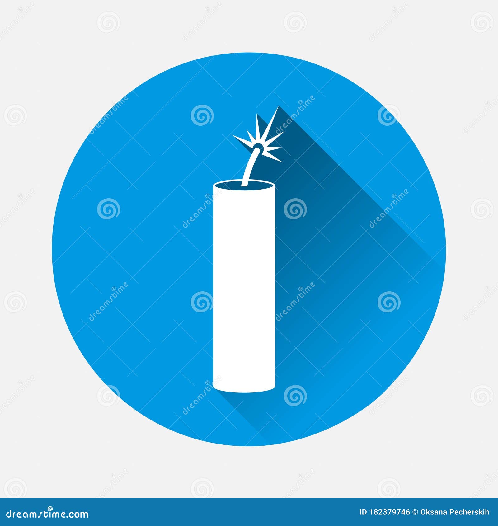 Dynamite Vector Icon on Blue Background. Flat Image with Long Shadow ...