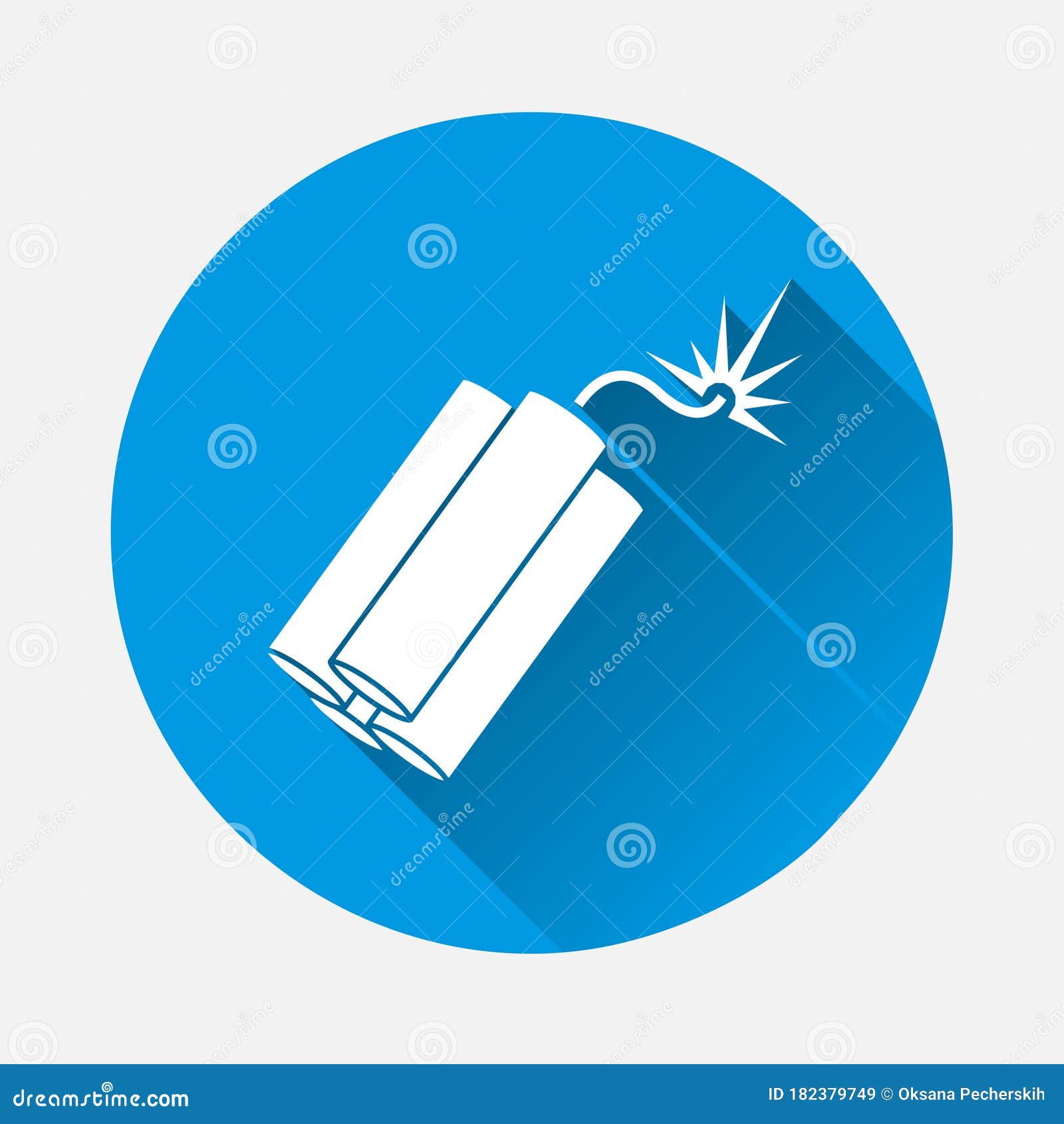 Dynamite Vector Icon on Blue Background. Flat Image with Long Shadow ...