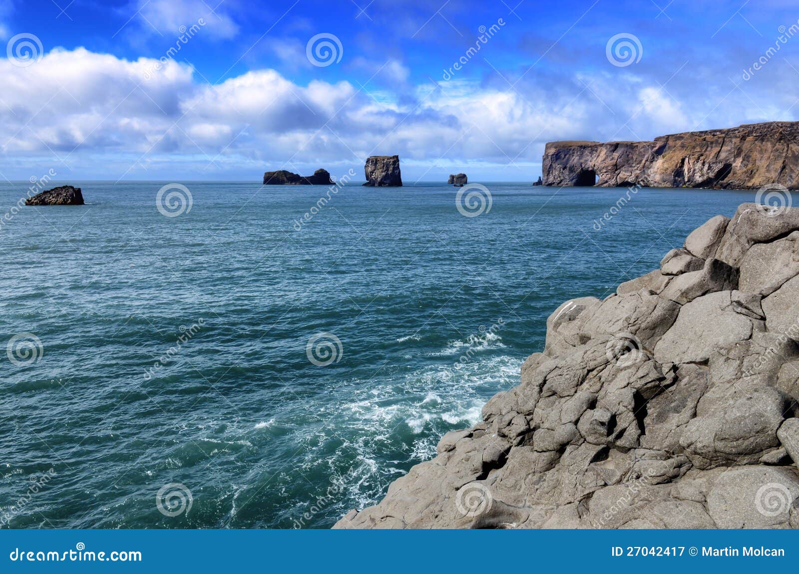 Dyrholeay Cliffs and Rocks Ocean View, Iceland Stock Image - Image of ...