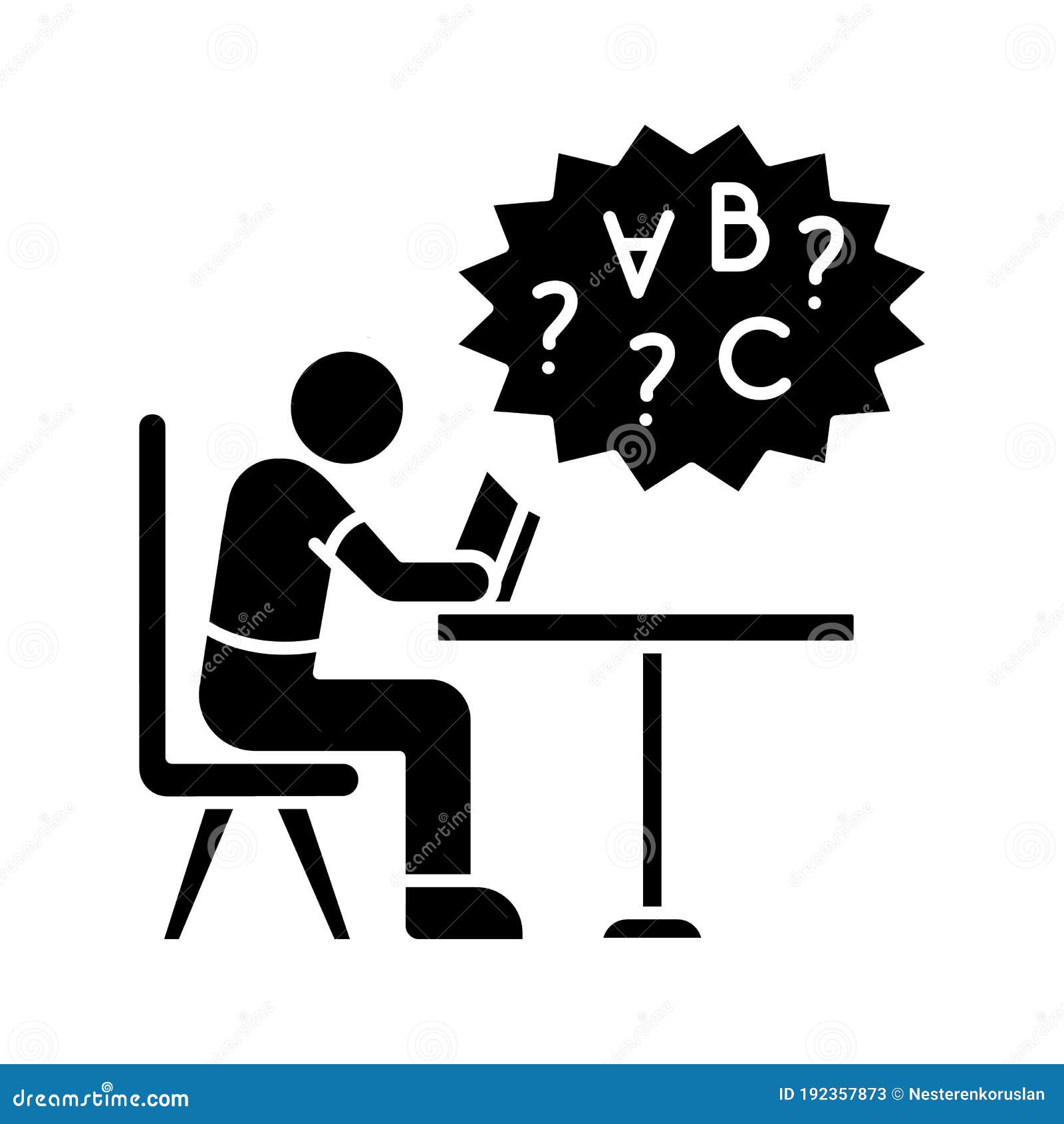 Dyslexia black glyph icon stock vector. Illustration of health - 192357873