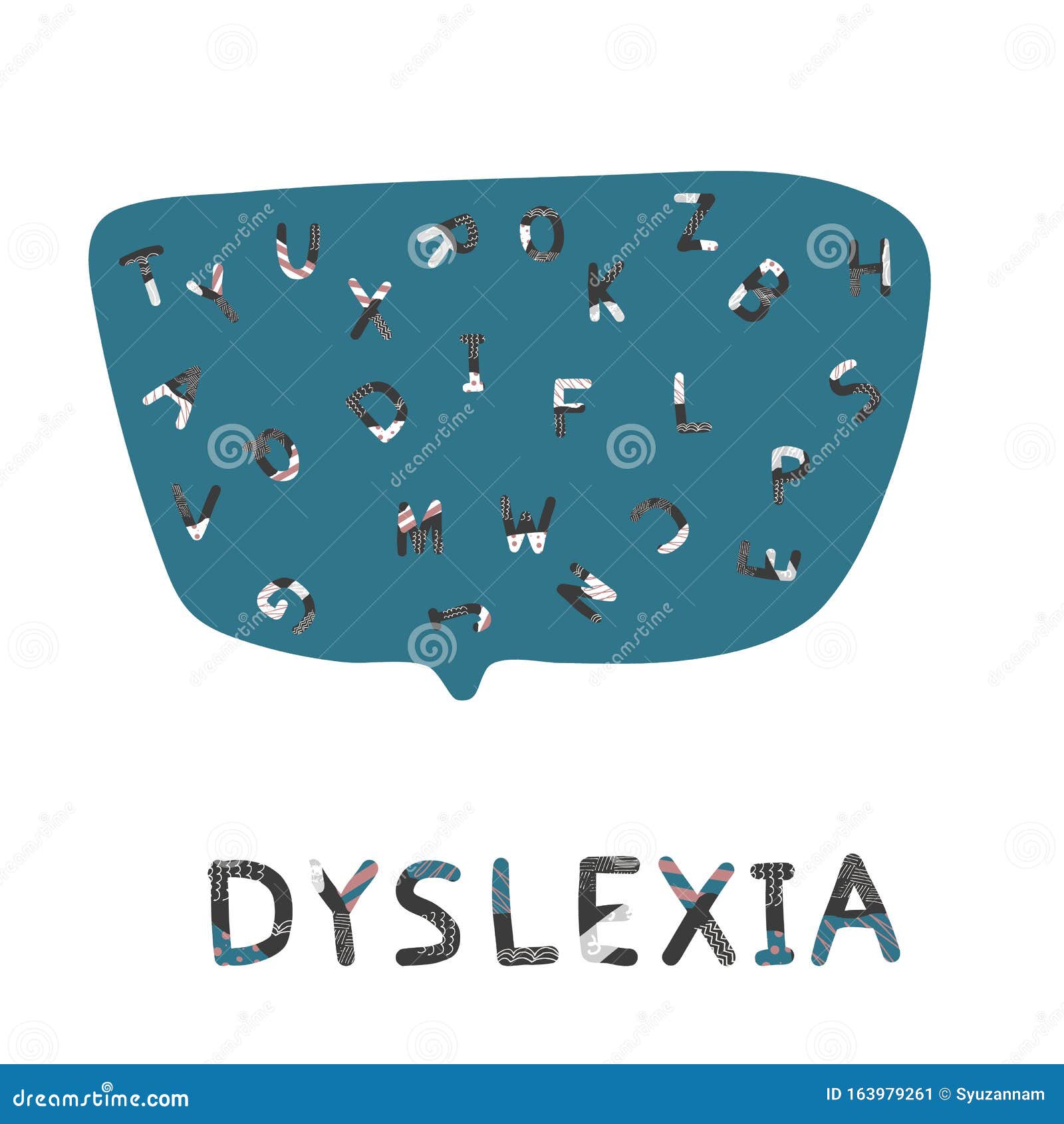 Dyslexia Concept Vector Sign with Stylized Letters Stock Vector ...