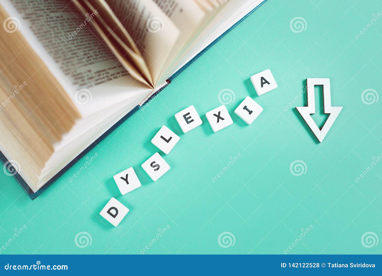 Dyslexia and Read Words with an Open Book Stock Photo - Image of ...