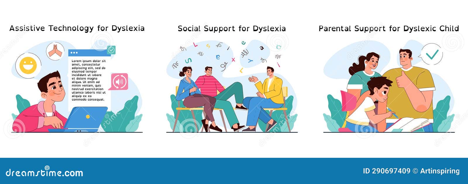 Dyslexia Set. Learning Disorder or Disability Stock Vector ...