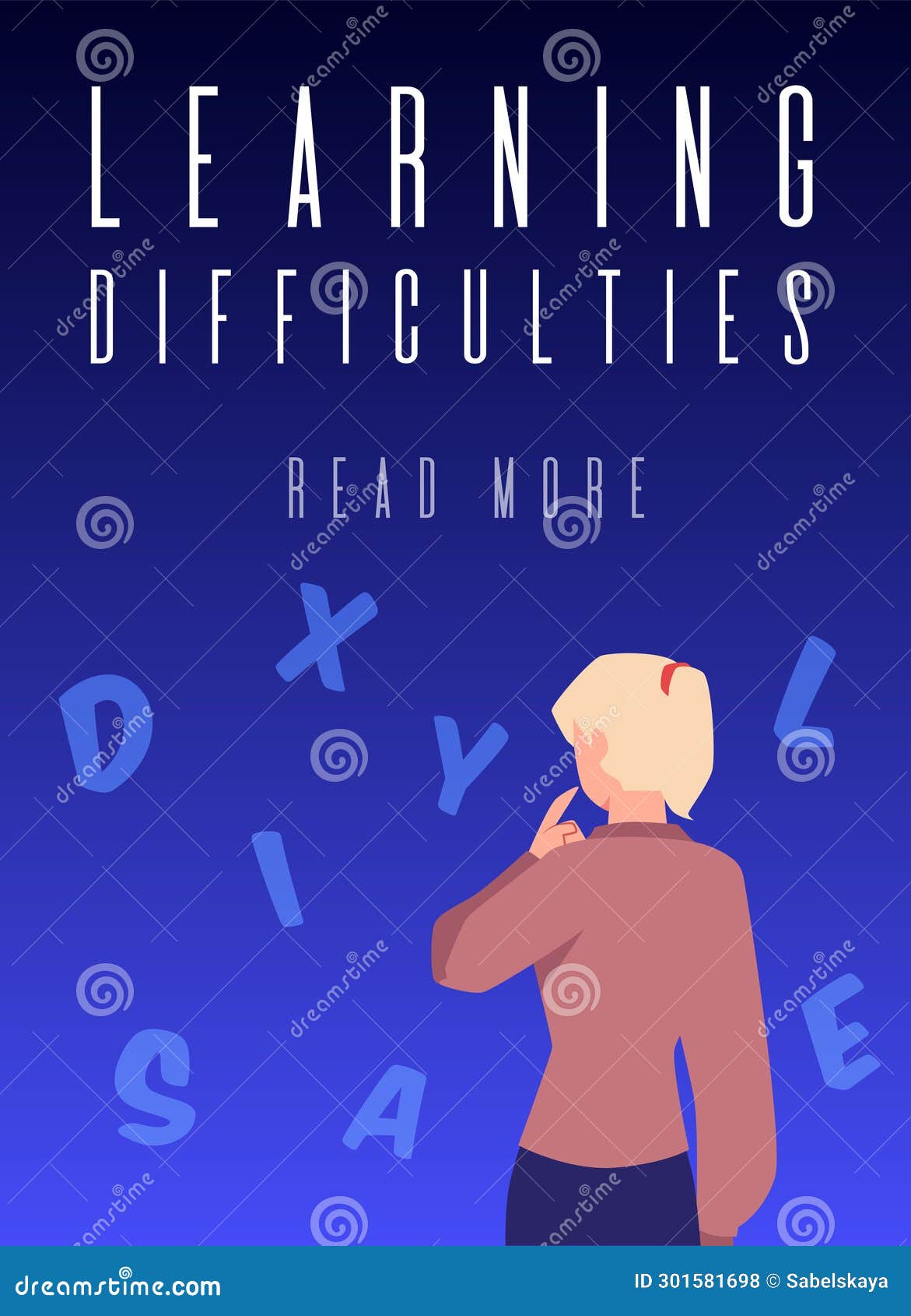 Dyslexia and Understanding Problem Banner or Poster Flat Vector ...