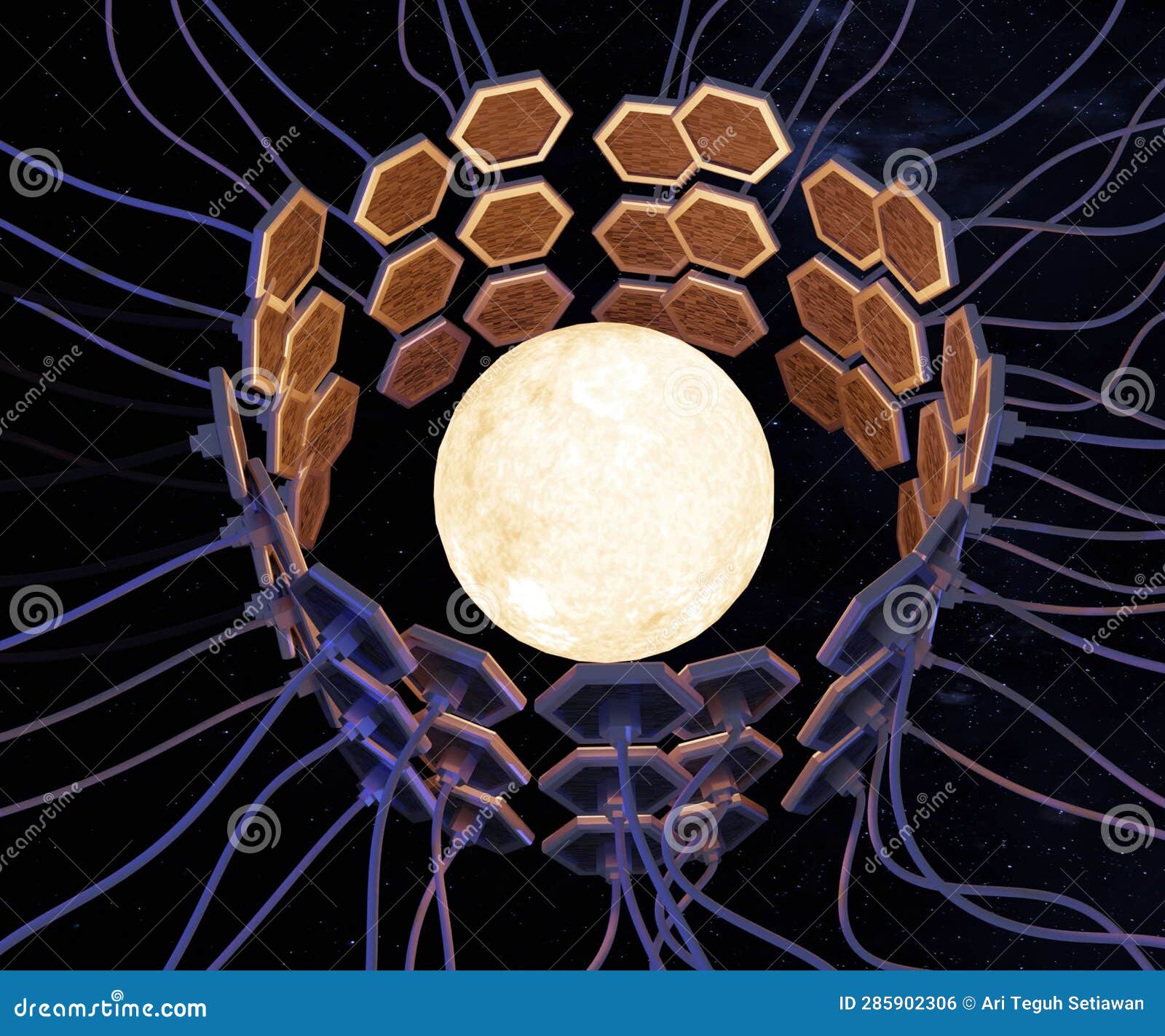 Dyson Sphere with the Wire Surrounded the Sun Stock Illustration ...