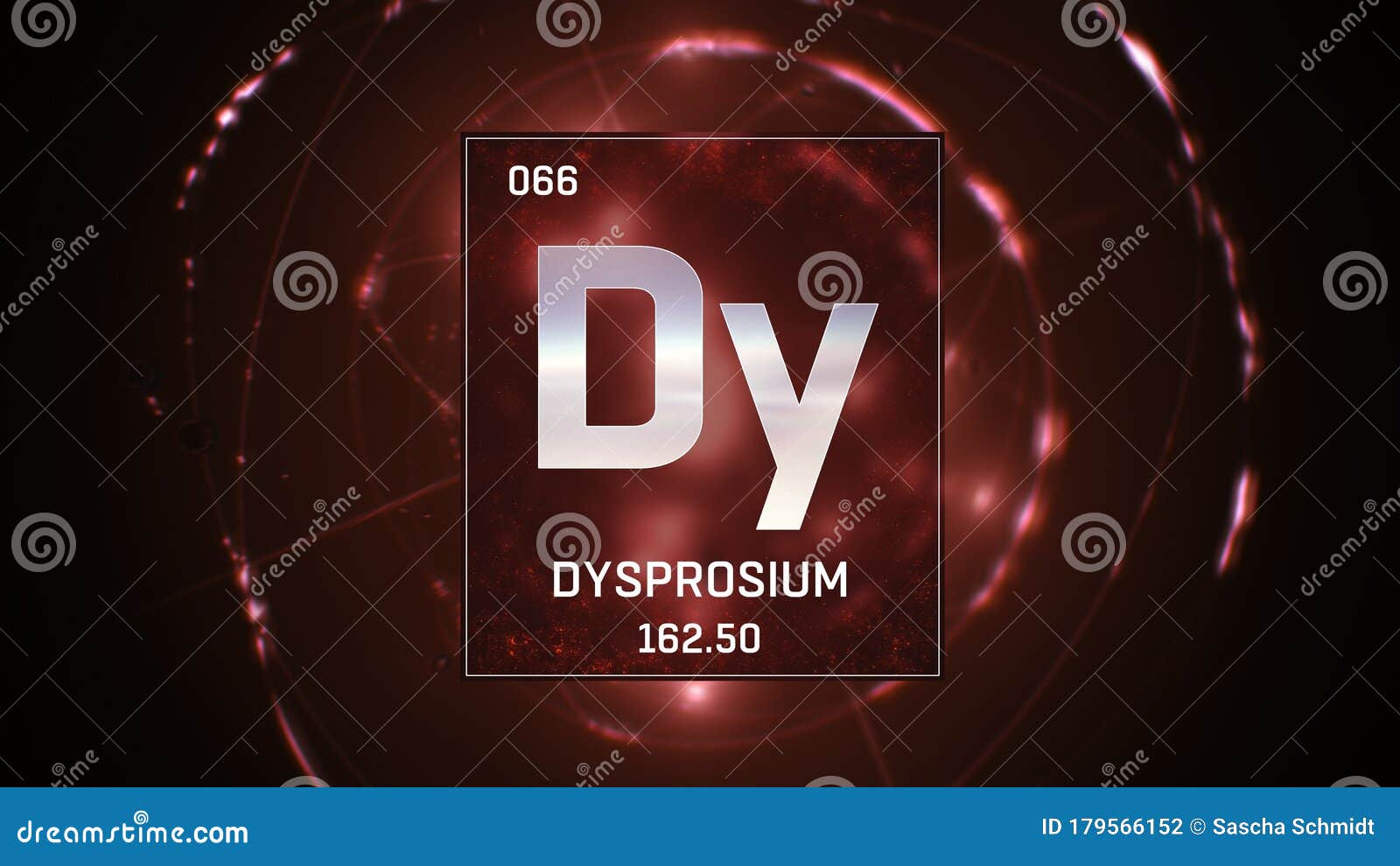 Dysprosium As Element 66 of the Periodic Table 3D Illustration on Red ...