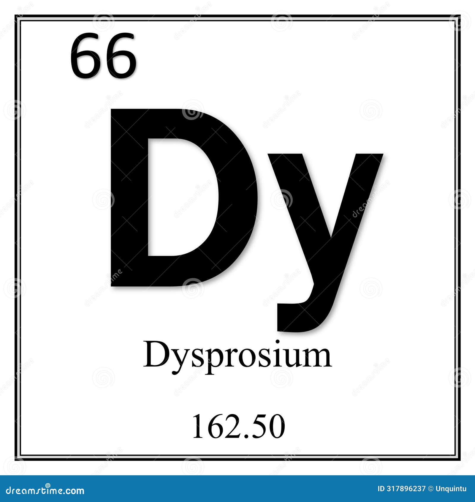 Dysprosium Chemical Element Symbol on White Background Stock ...