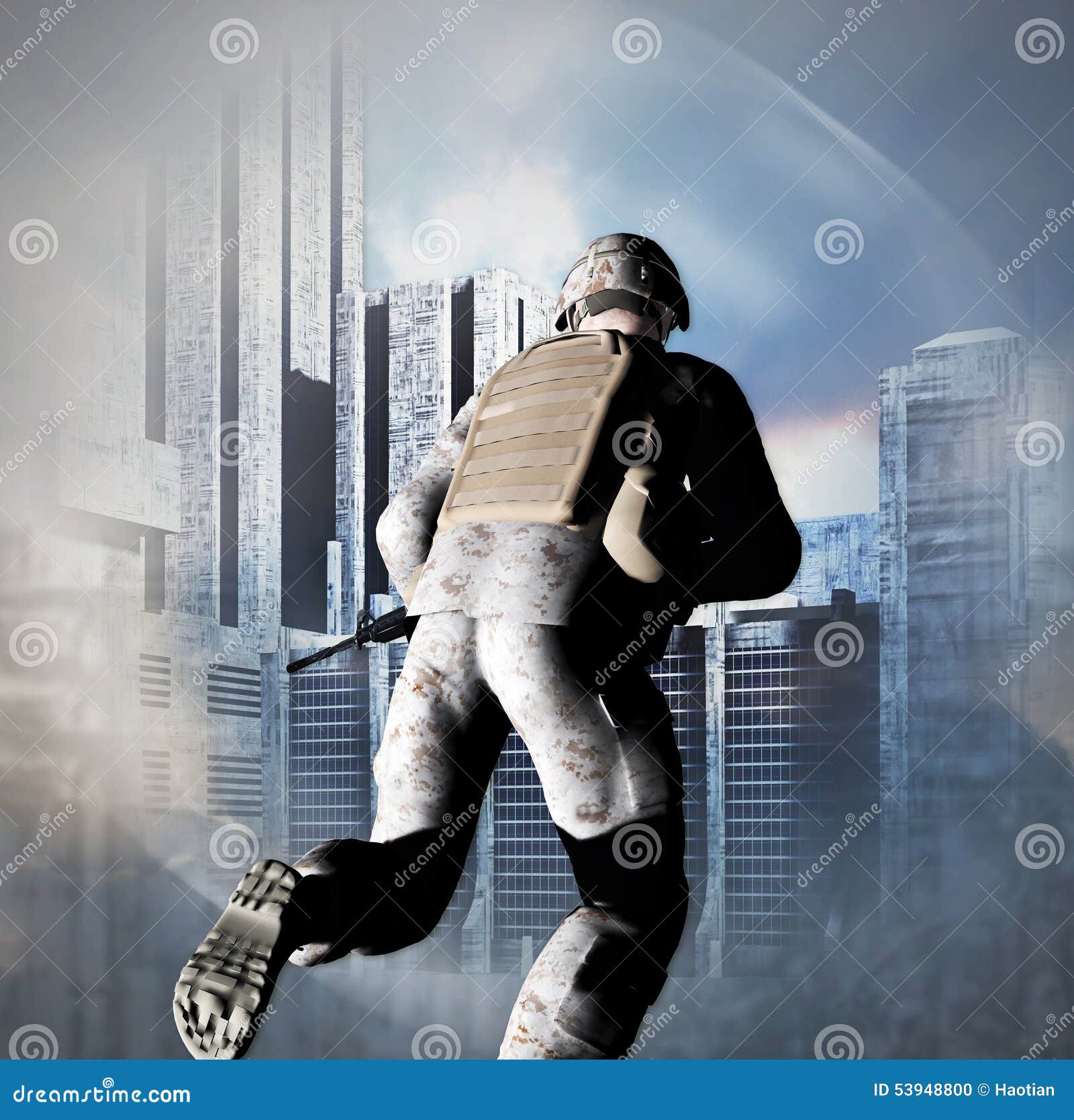 Dystopia Soldier stock illustration. Illustration of graphic - 53948800