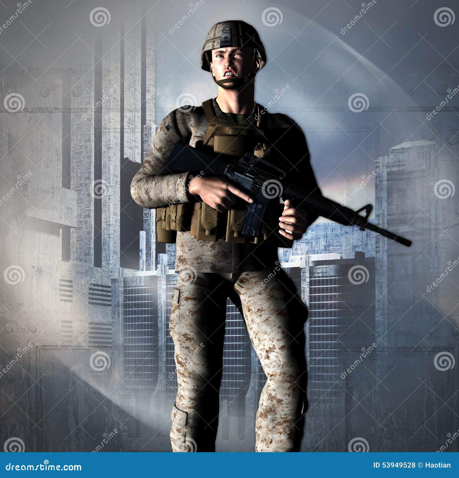 Dystopia Soldier stock illustration. Illustration of warrior - 53949528